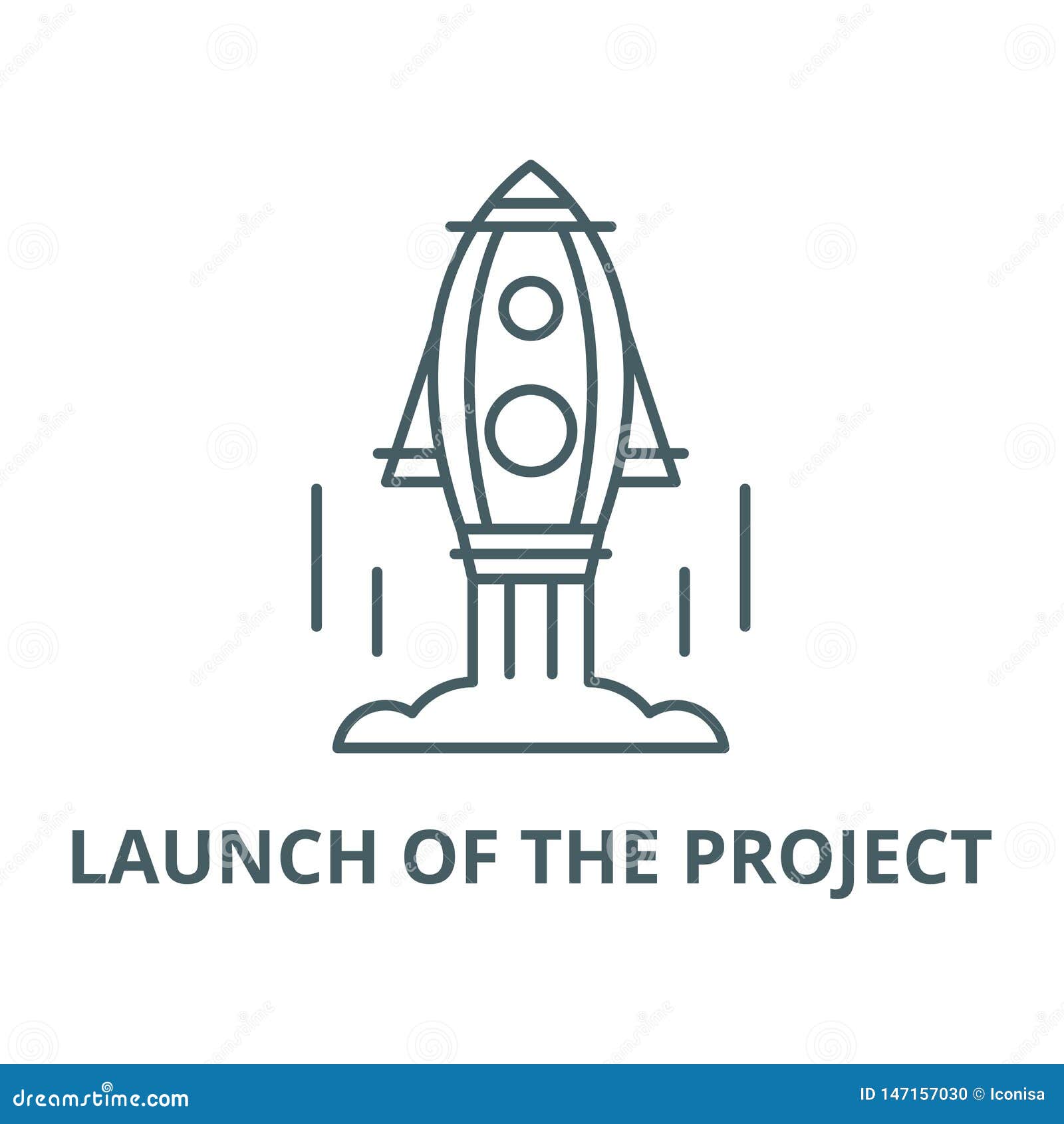 Launch of the Project Vector Line Icon, Linear Concept, Outline Sign ...