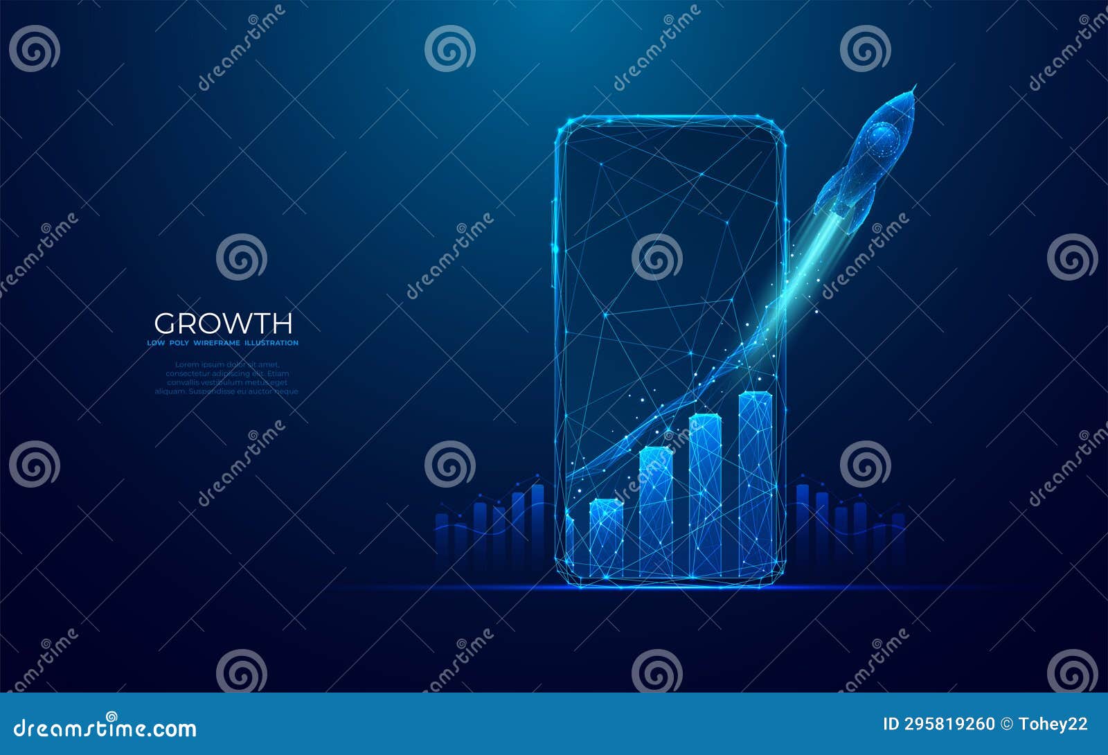 Launch Rocket with Growth Graph Chart on a Smartphone Screen Stock ...