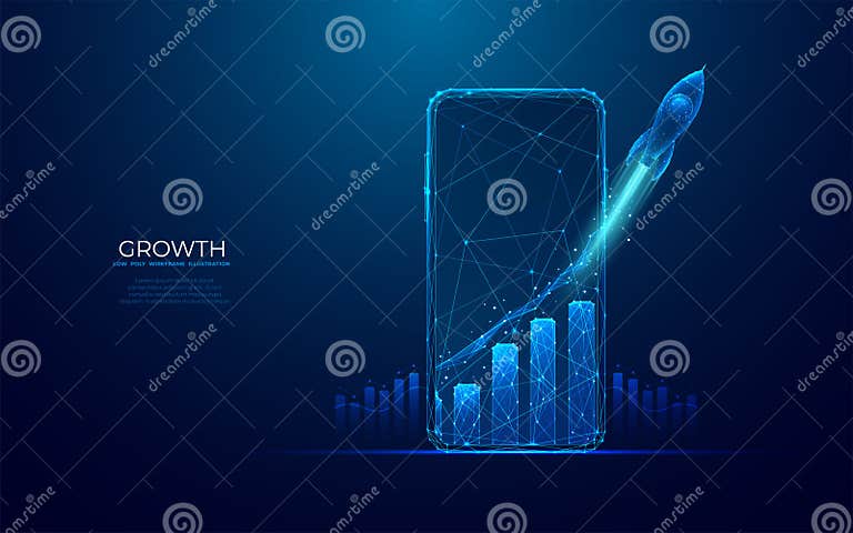 Launch Rocket with Growth Graph Chart on a Smartphone Screen Stock Illustration - Illustration ...