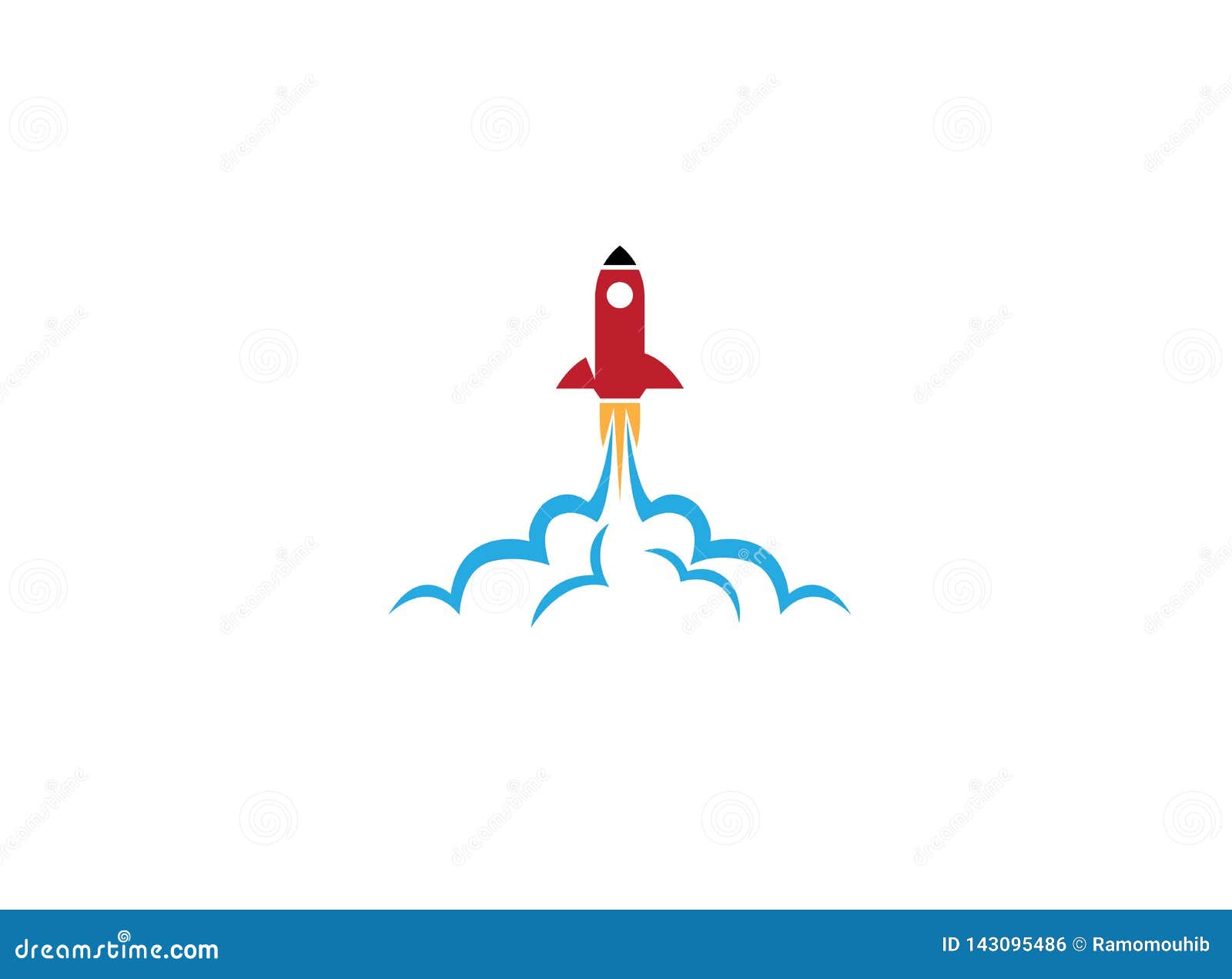 Launch of a Rocket Left Heavy Dust for Logo Design Illustration Stock ...