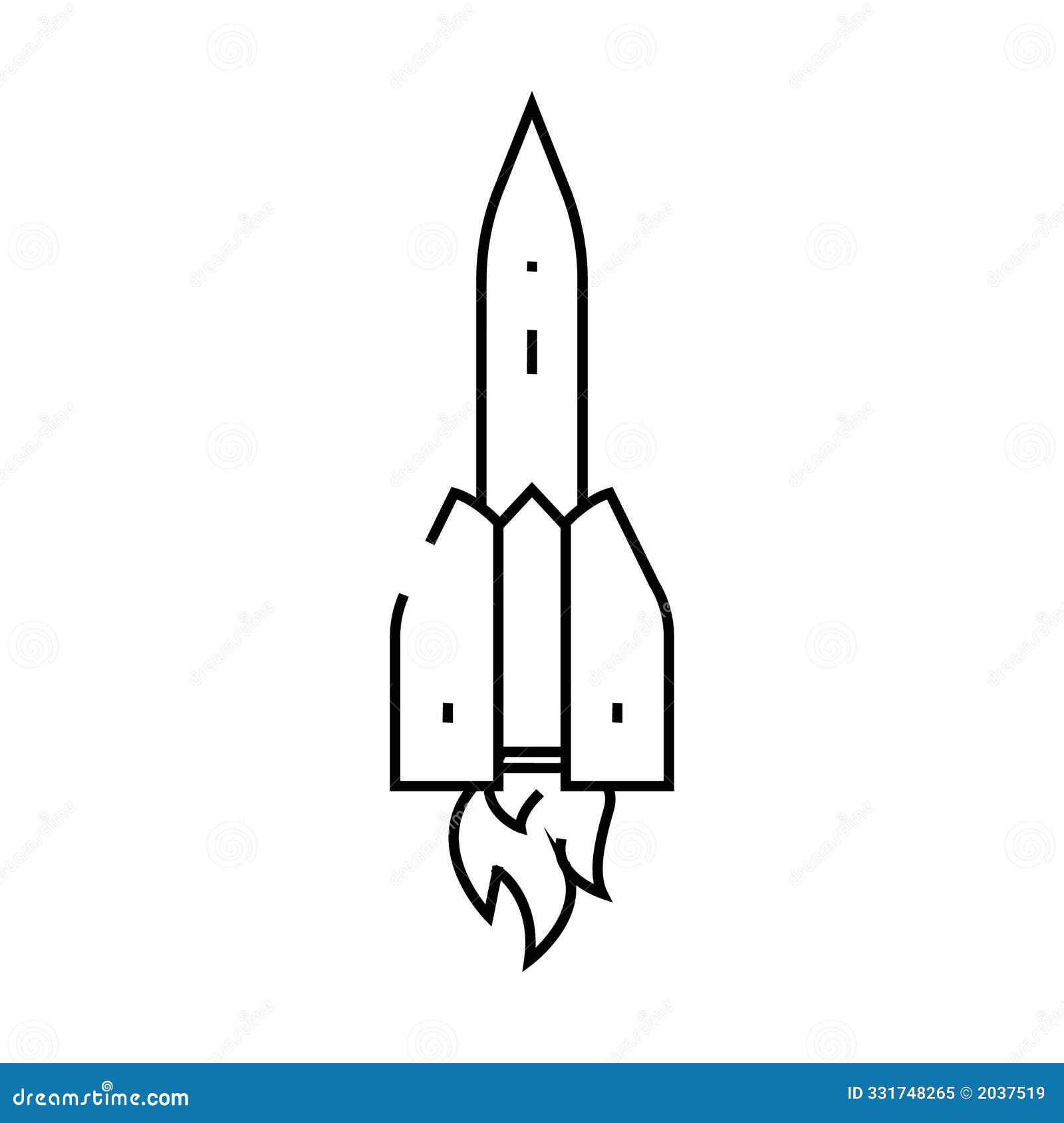 Launch Rocket Line Icon Vector Illustration Stock Illustration ...