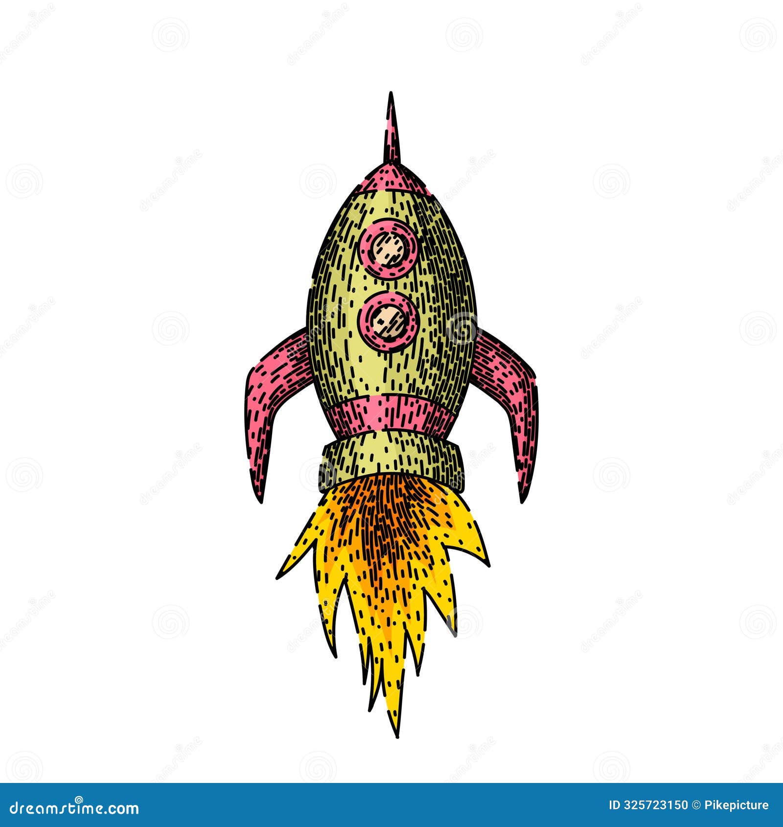 Launch Rocket Sketch Hand Drawn Vector Stock Illustration ...
