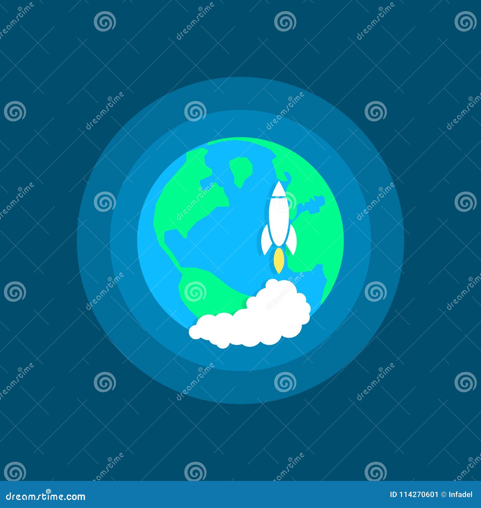 Launch Space Rocket Concept And Map Cartoon Vector | CartoonDealer.com ...