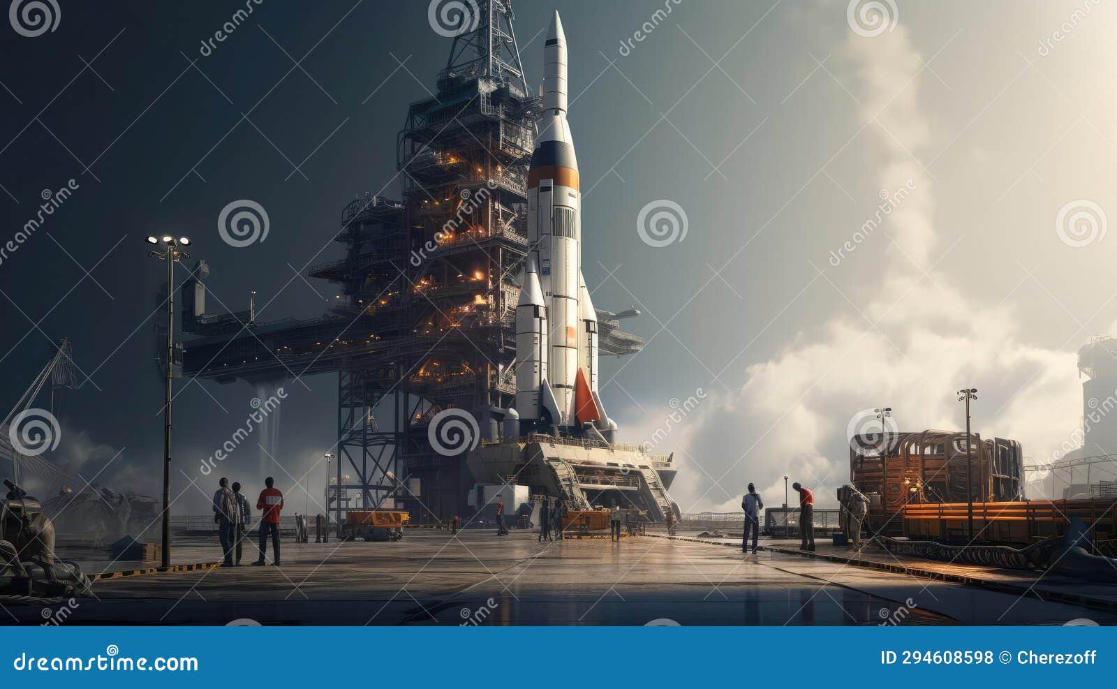 Launch of a Space Rocket from a Launcher Stock Photo - Image of force ...
