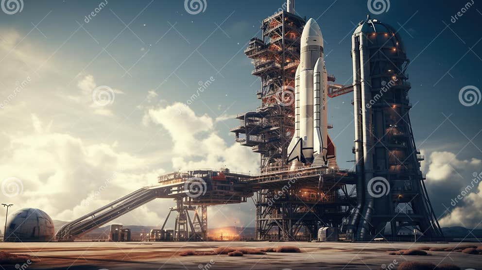 Launch of a Space Rocket from a Launcher Stock Image - Image of ...