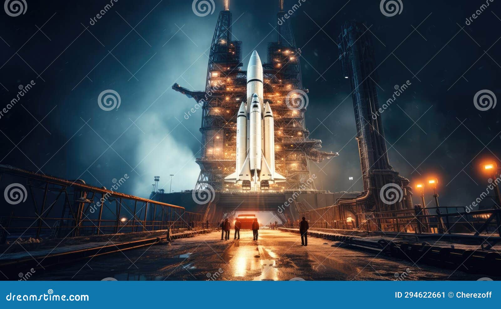 Launch of a Space Rocket from a Launcher Stock Image - Image of light ...