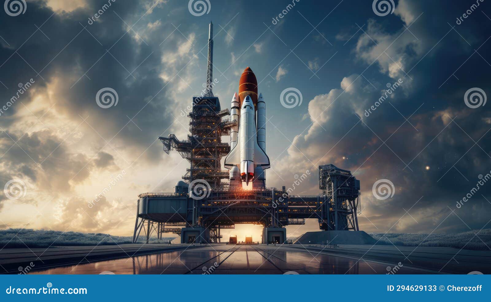 Launch of a Space Rocket from a Launcher Stock Image - Image of science ...