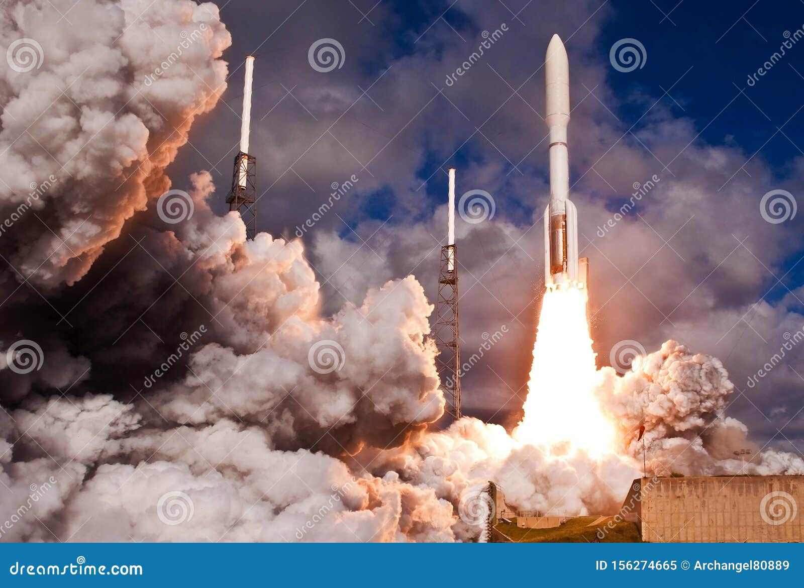The Launch of the Space Shuttle. with Fire and Smoke. Elements of this ...