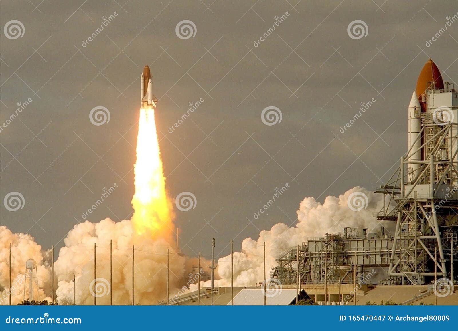 The Launch of the Space Shuttle, with Smoke and Fire. Elements of this ...
