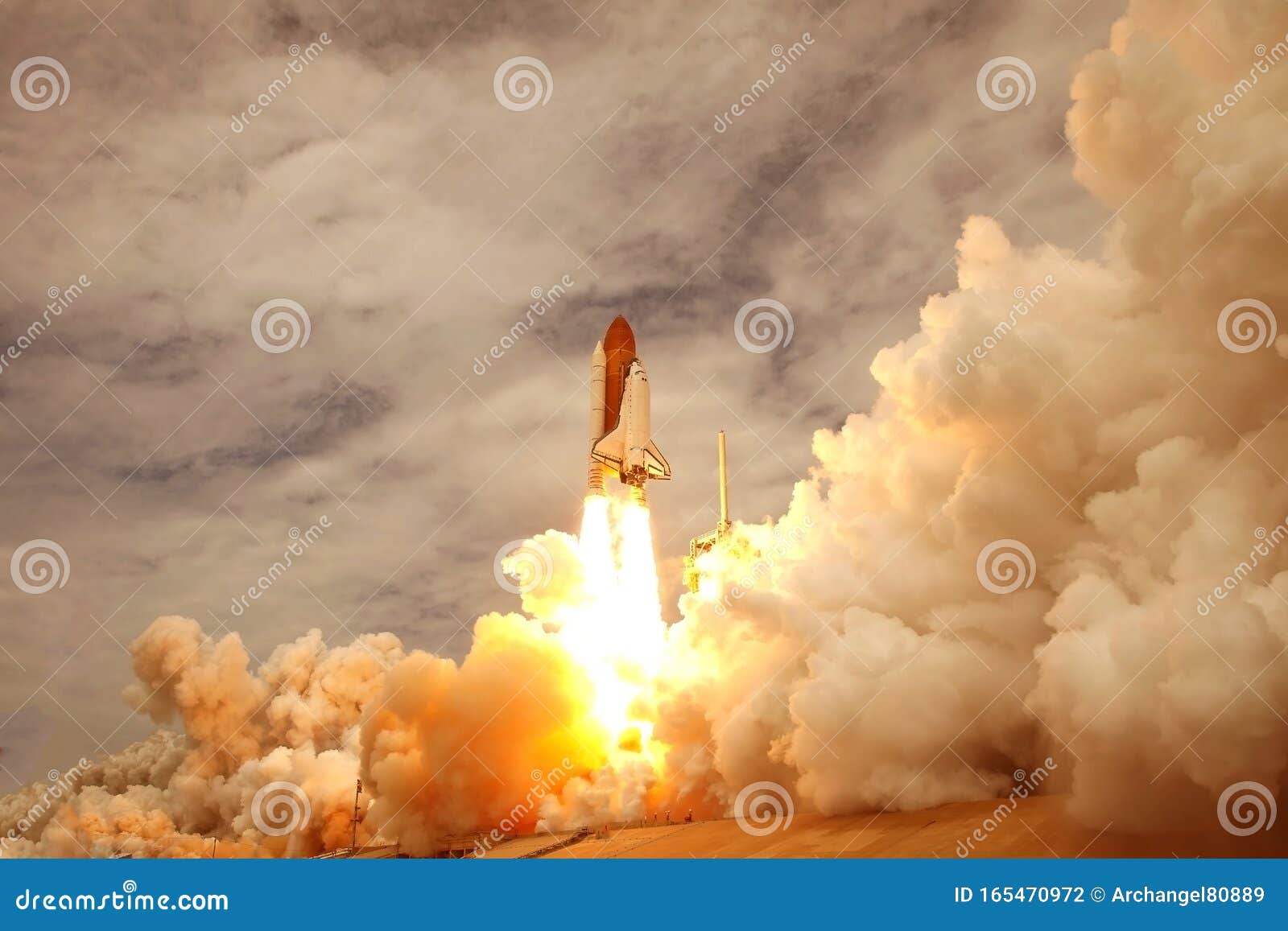 The Launch of the Space Shuttle, with Smoke and Fire. Elements of this ...