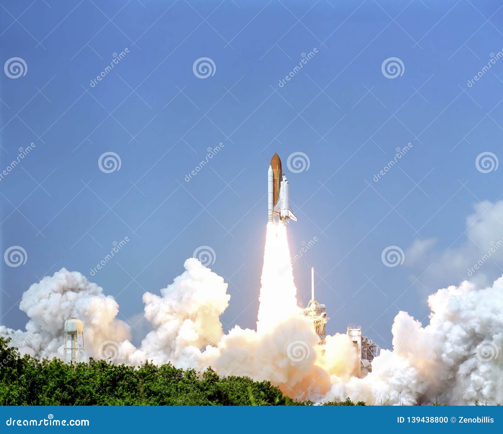 Launch of the Spaceship from the Spaceport by Day. Stock Photo - Image ...