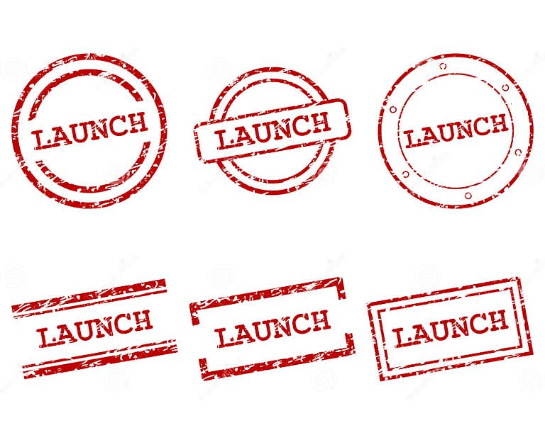 Launch stamps stock vector. Illustration of graphic - 186187810