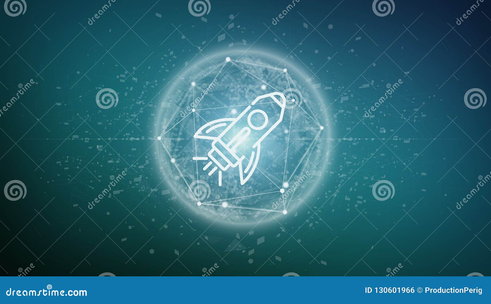 Launch of a Start Up with a Rocket on a Sphere Stock Illustration ...