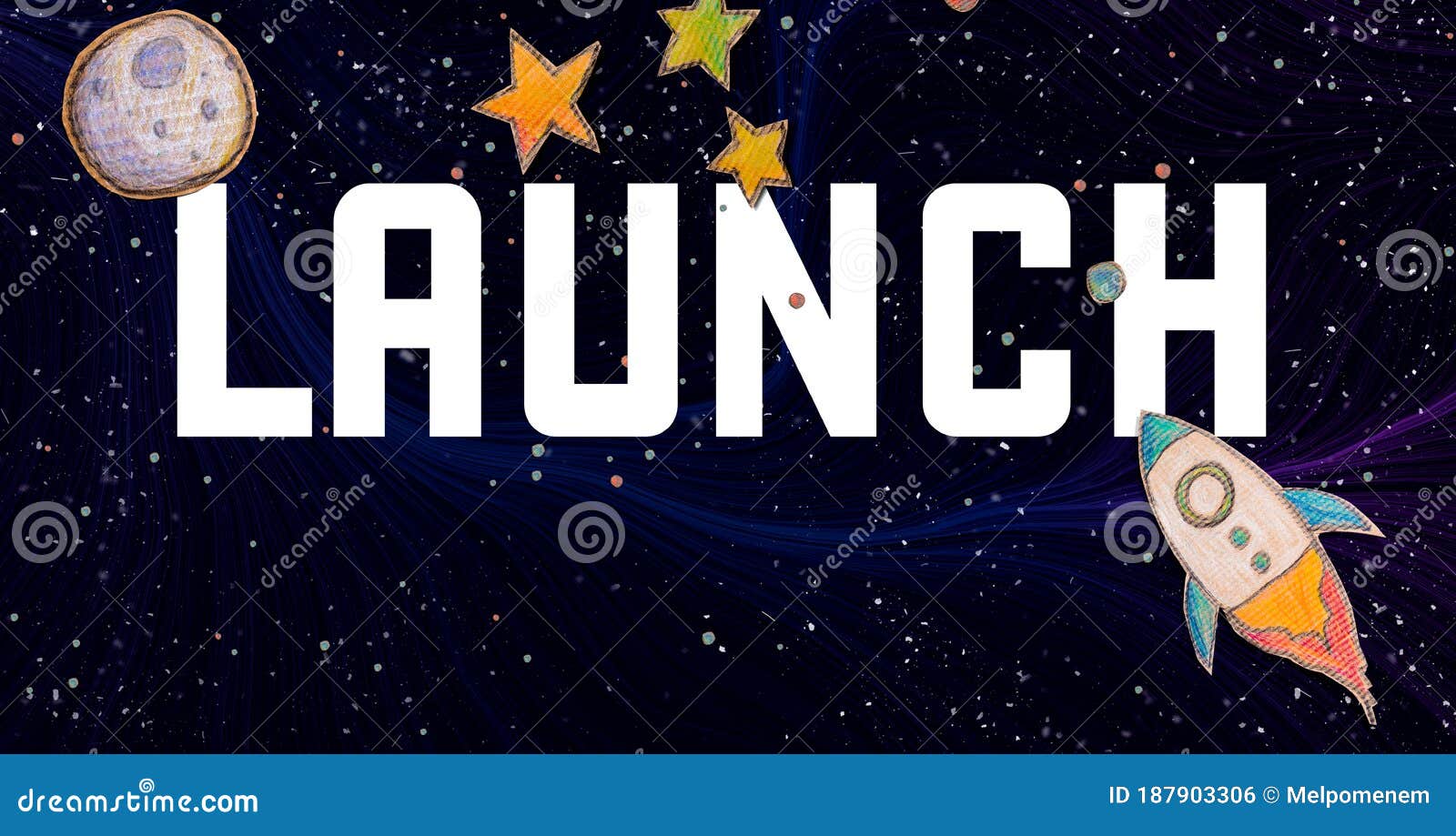 Launch Theme with a Space Background Stock Illustration - Illustration ...