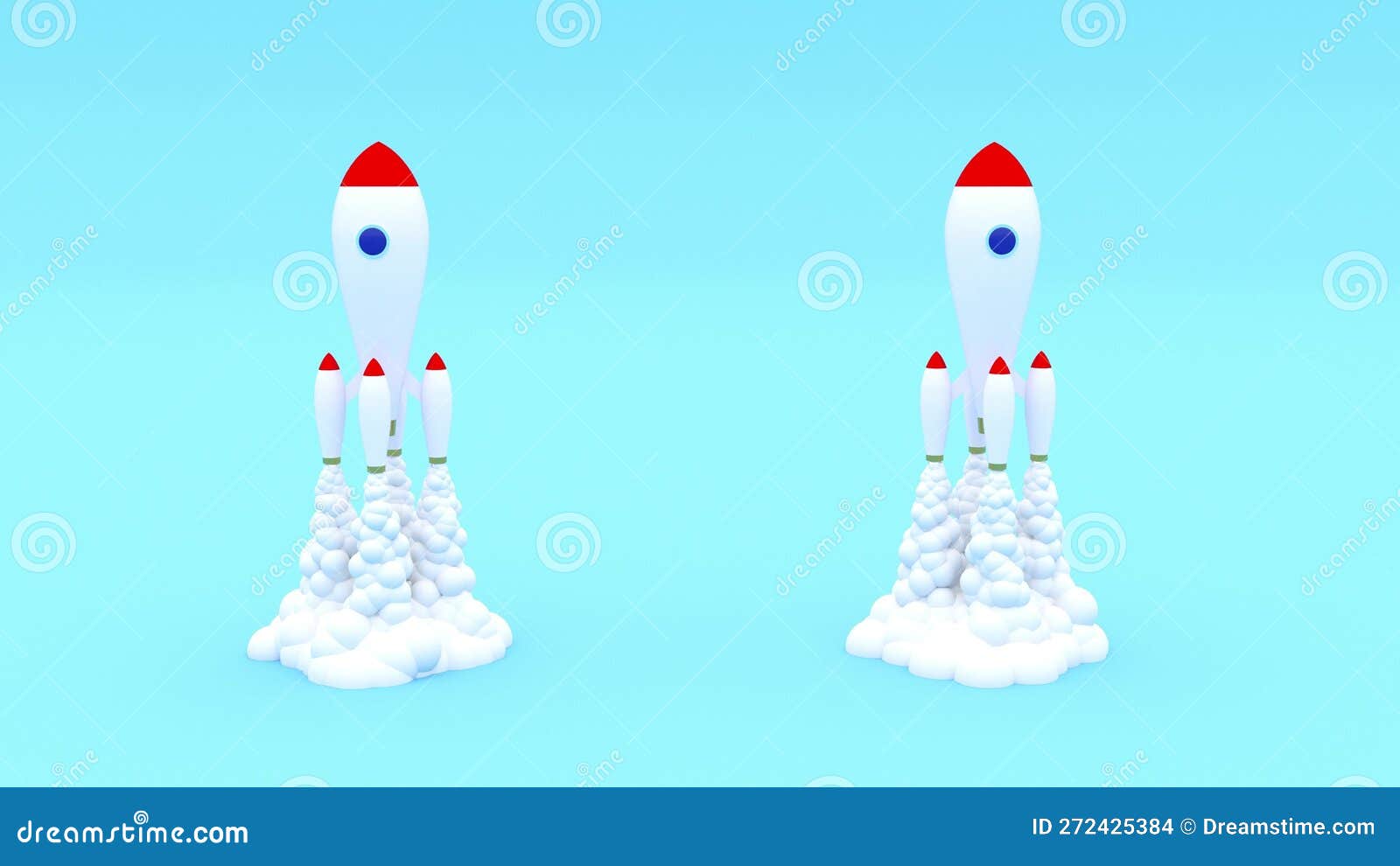 Launch of Two Space Rockets Startup Concept 3d Stock Illustration ...
