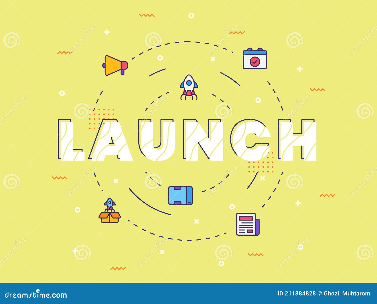 Launch Typography Calligraphy Word Art with Filled Color Style Stock ...