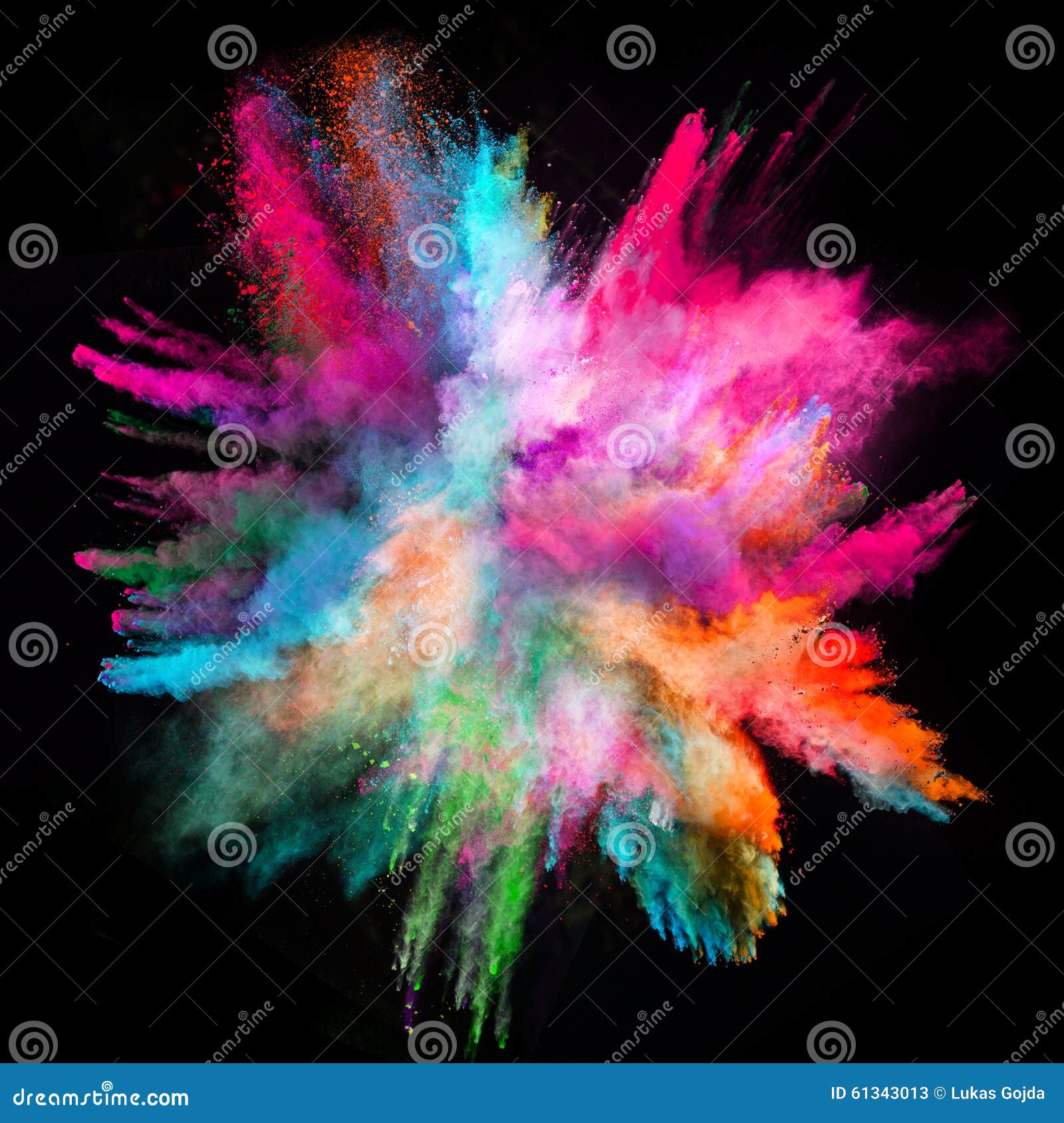 Launched Colorful Powder on Black Background Stock Image - Image of ...