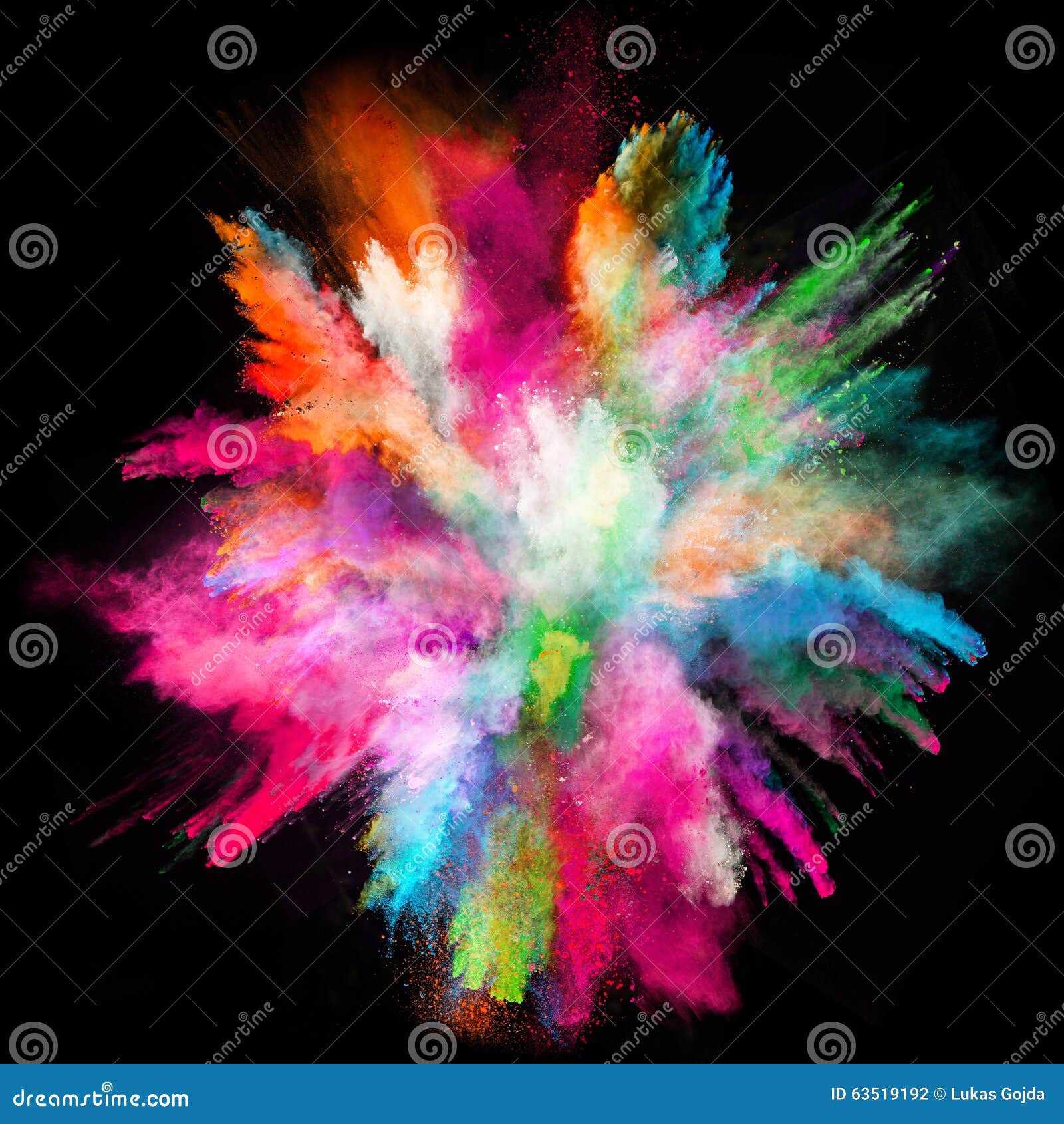 Launched Colorful Powder on Black Background Stock Photo - Image of ...