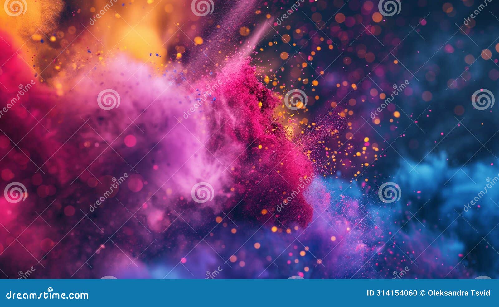 Launched Colorful Powder on Dark Background, Paint Splash Powder Stock ...