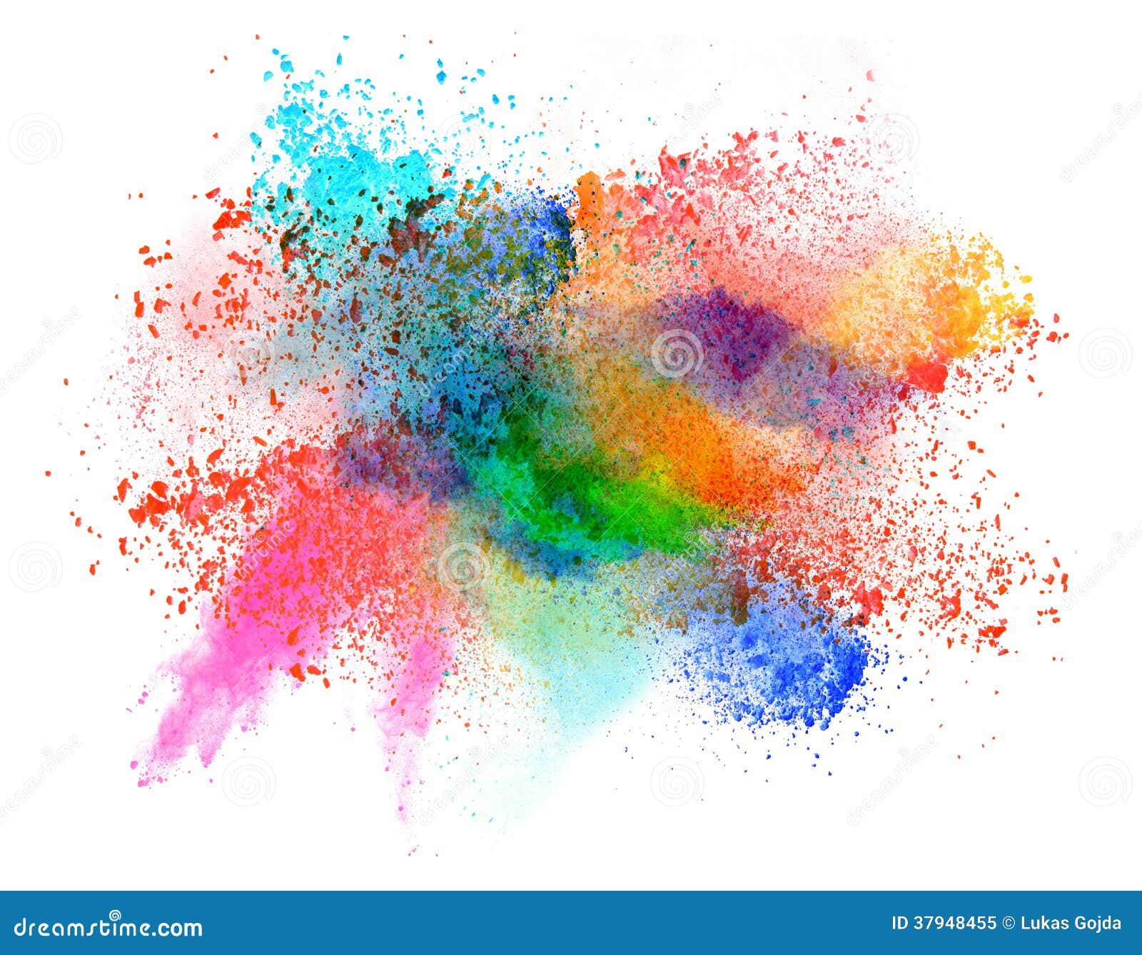 Launched Colorful Powder Over White Stock Image - Image of explode ...