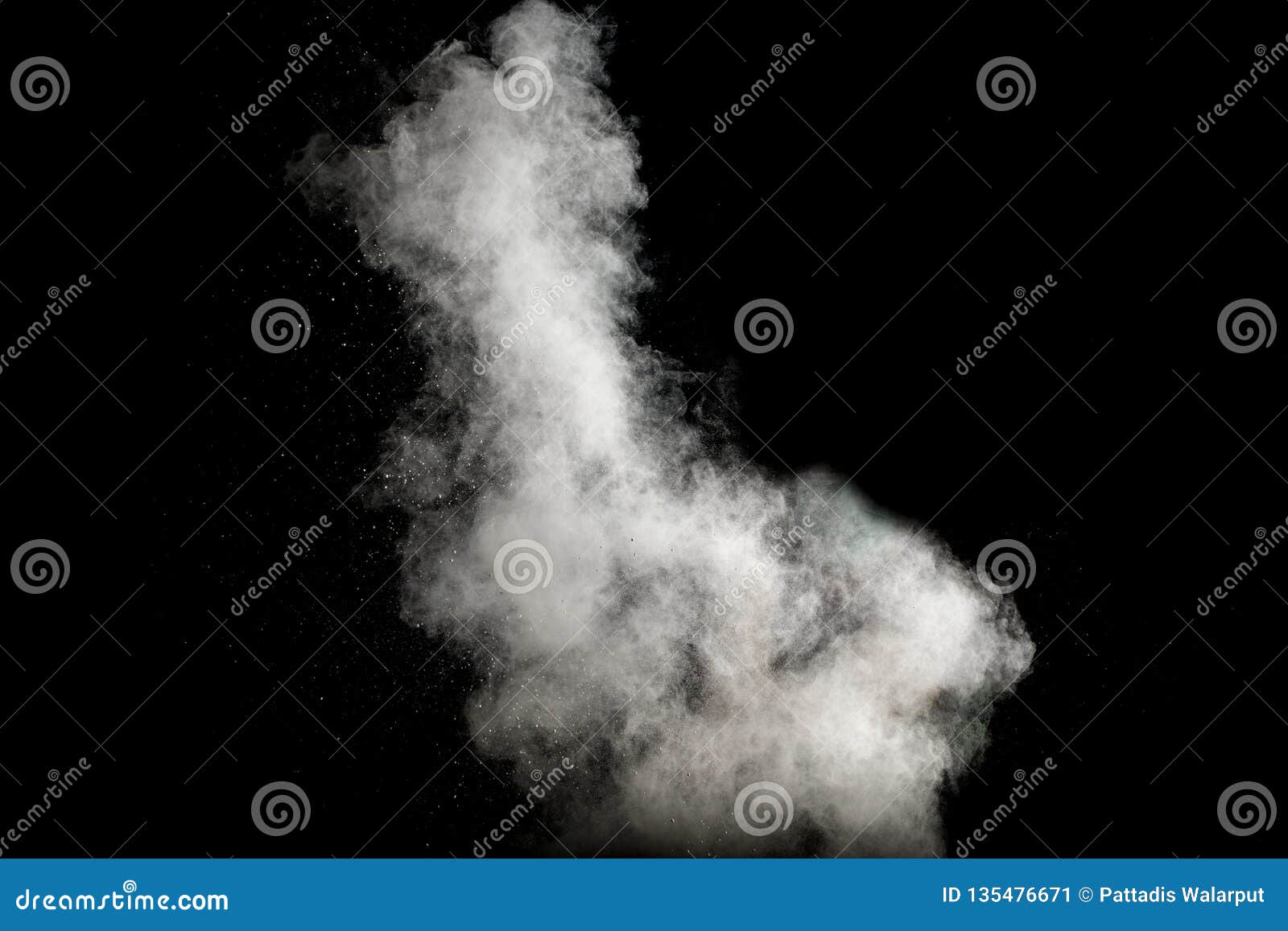 White Dust Particles Splashing on Black Background. Stock Image - Image ...