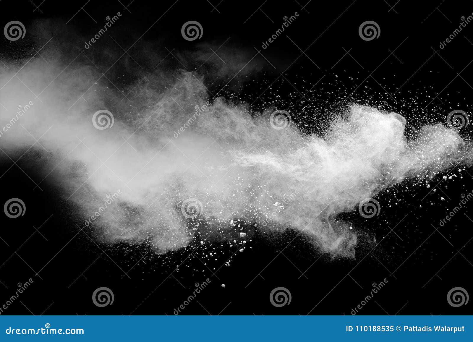 Launched White Particle Splash On Black Background. Stock Photo ...