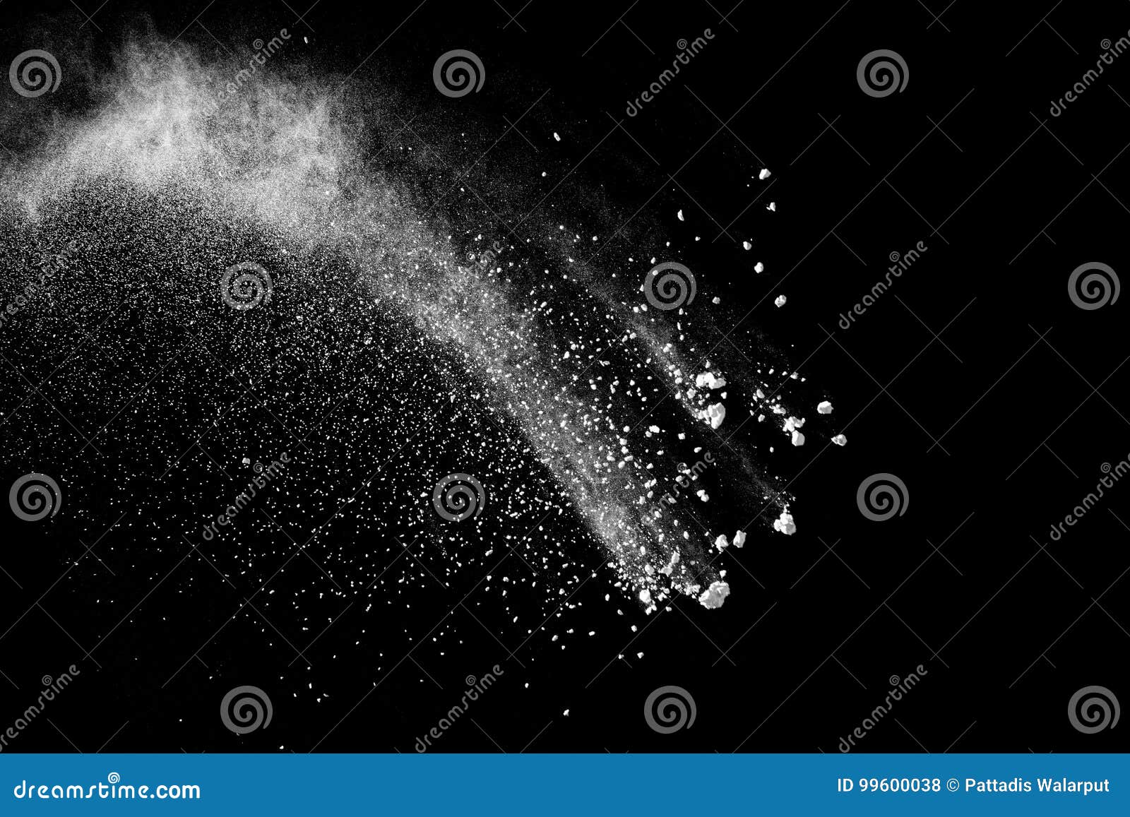 Launched White Particle Splash On Black Background. Royalty-Free Stock ...
