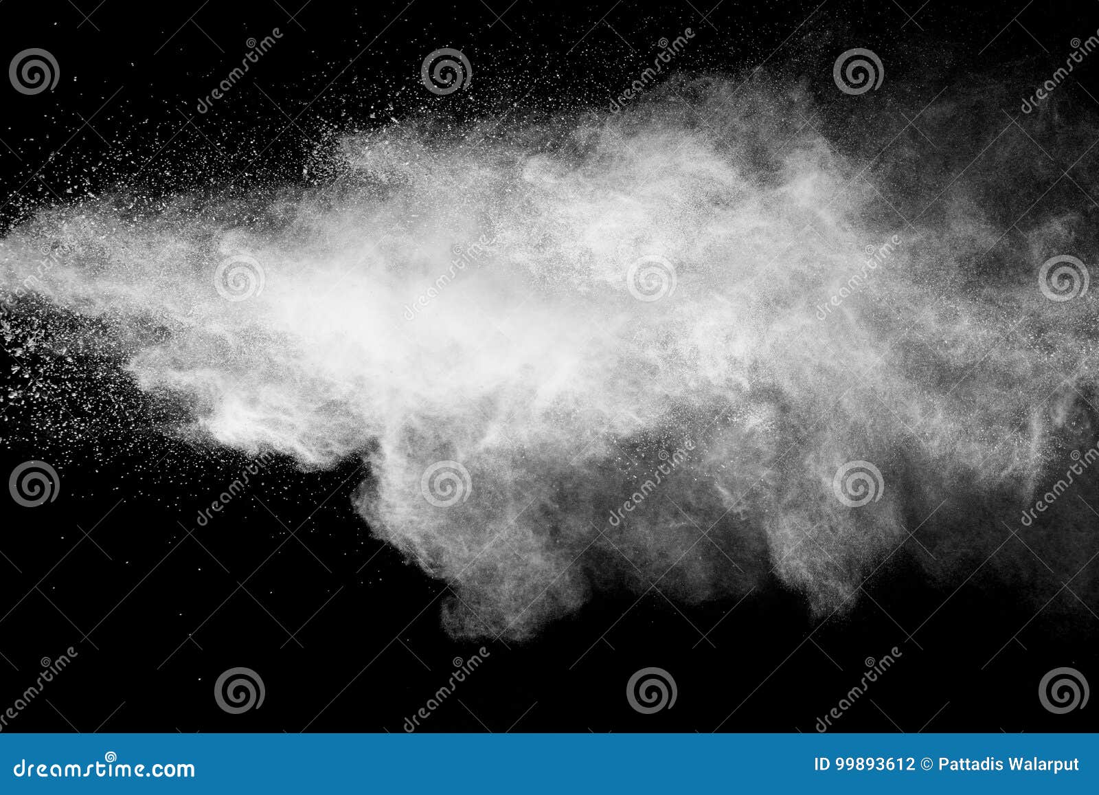 Launched White Particle Splash On Black Background. Stock Photo ...