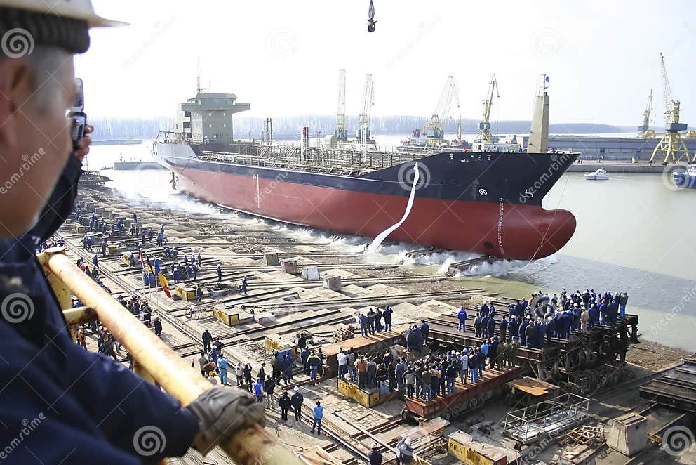 Launching Ceremony of a Ship Editorial Image - Image of mode, container ...