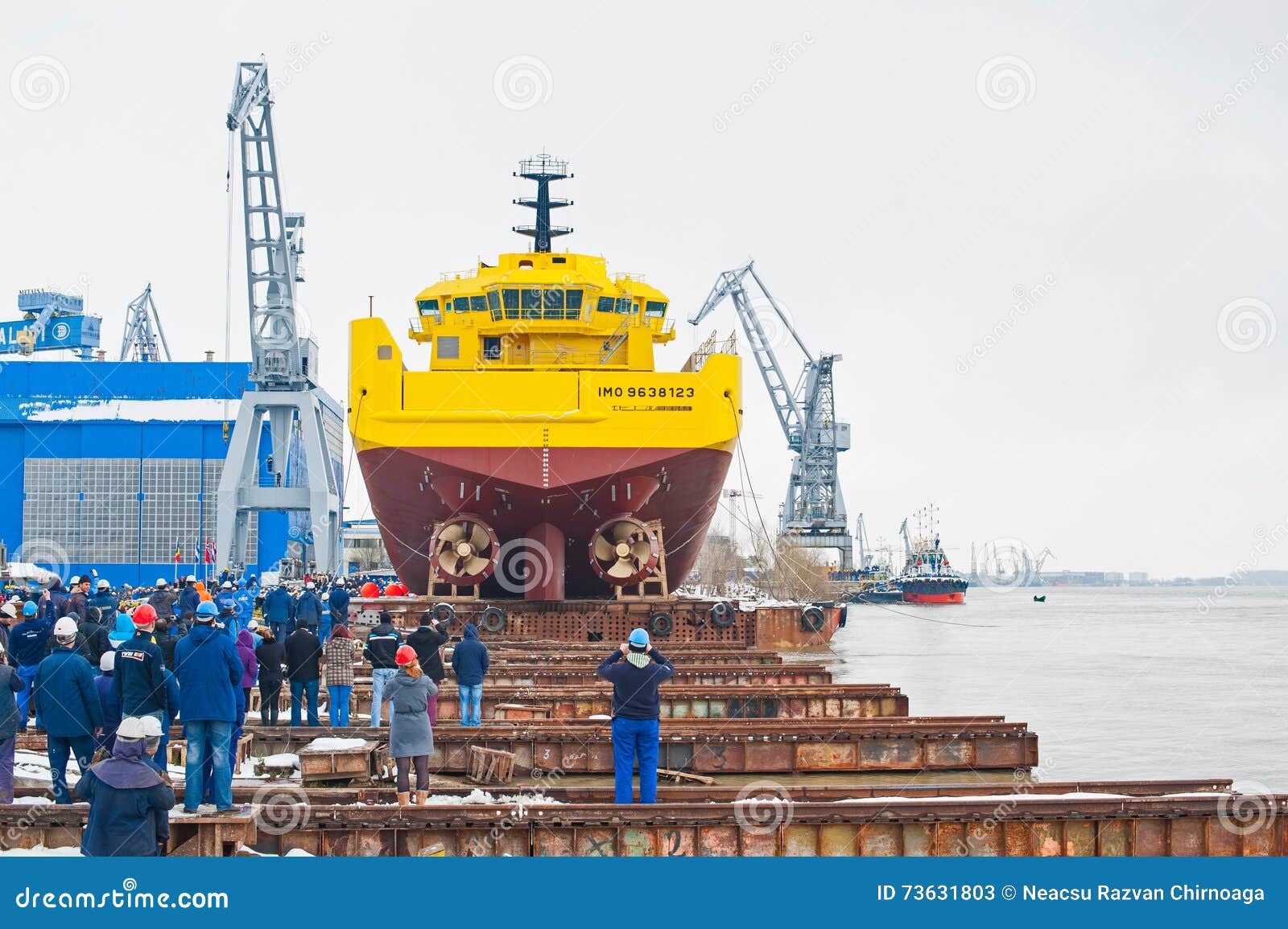 Launching Ceremony of a Ship Editorial Stock Photo - Image of boat ...