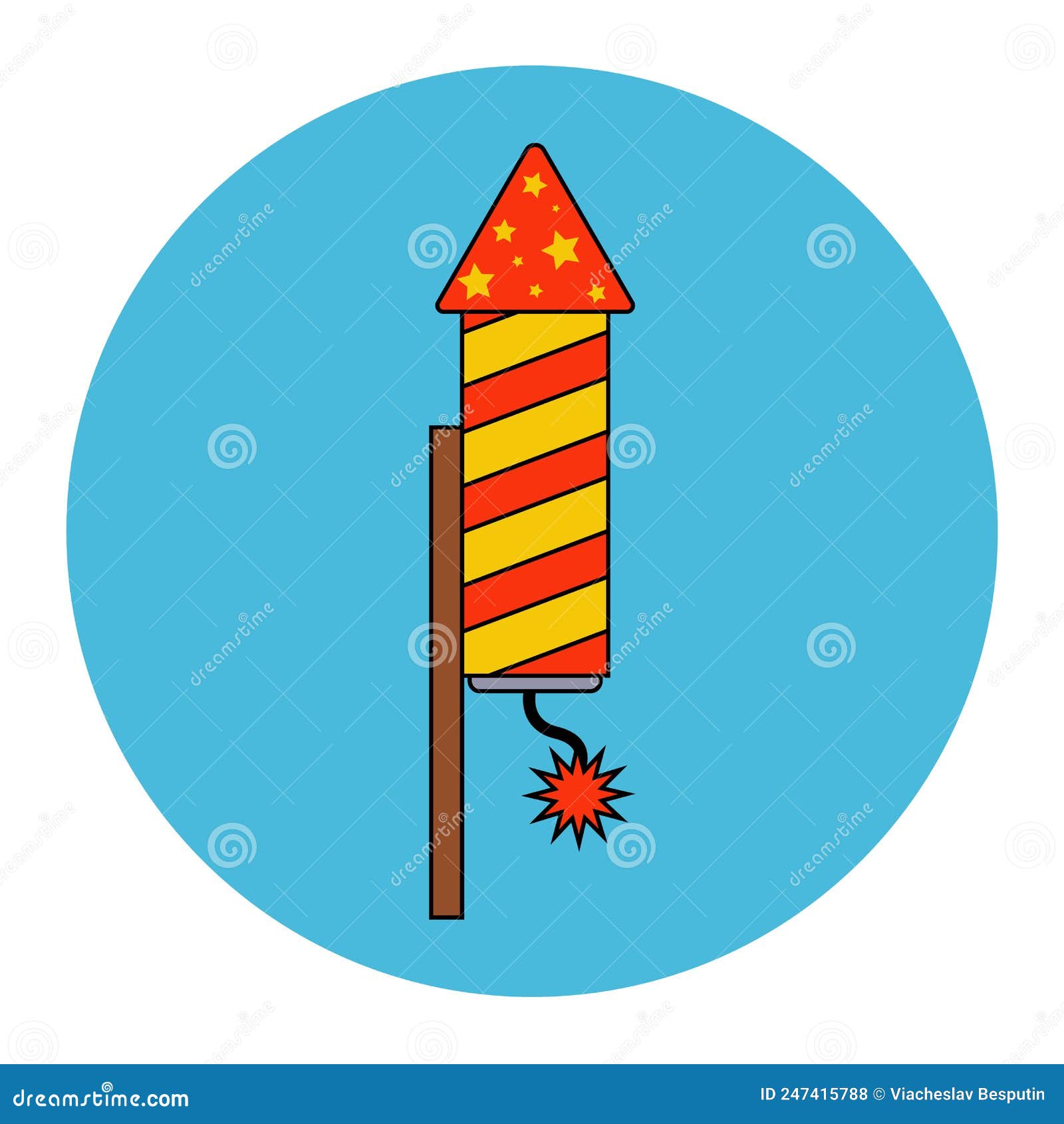 Launching Fireworks on a Stick. Burning Wick Stock Vector ...