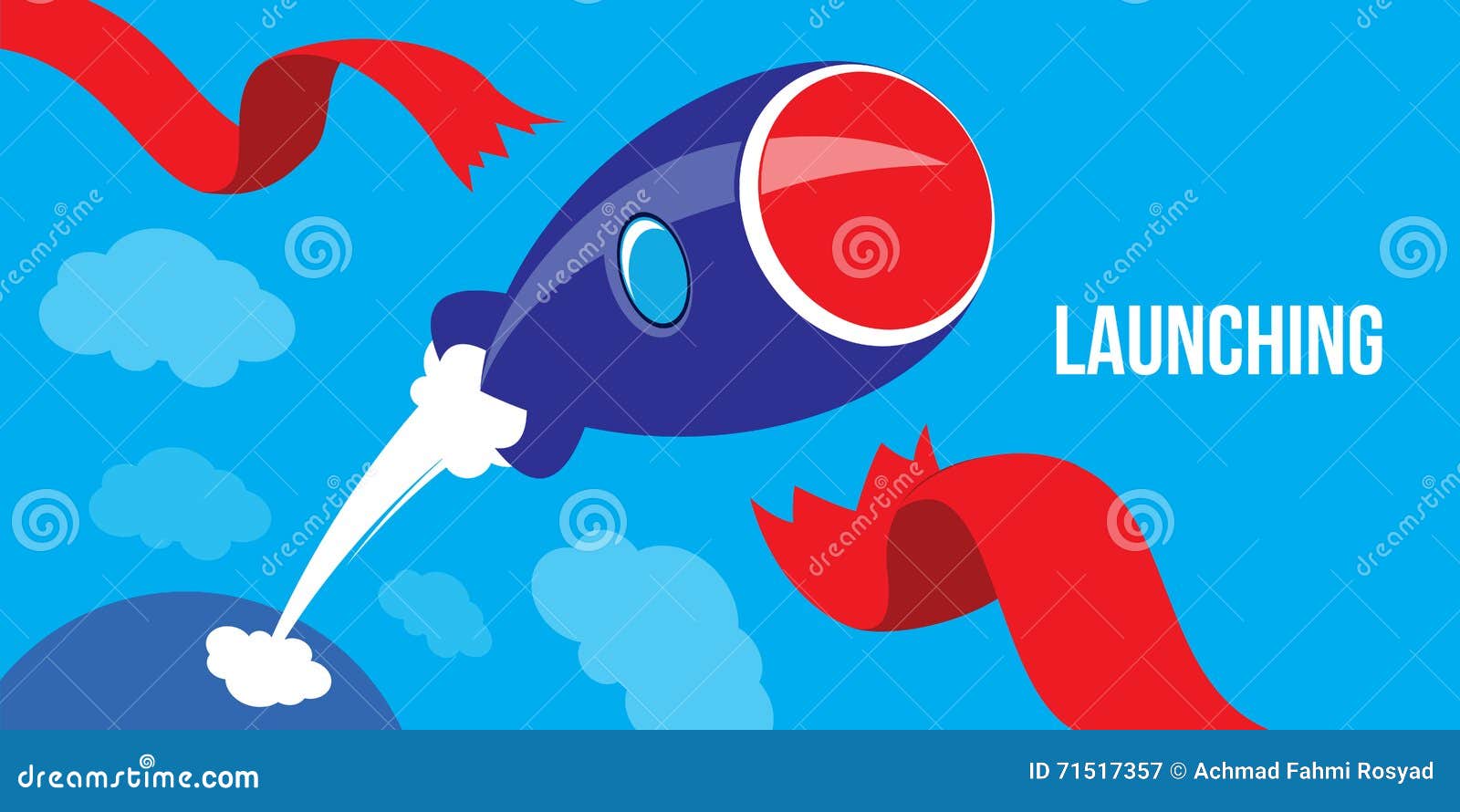 Launching Ideas. Startup Concept Flat Design Rocket Launch Stock ...