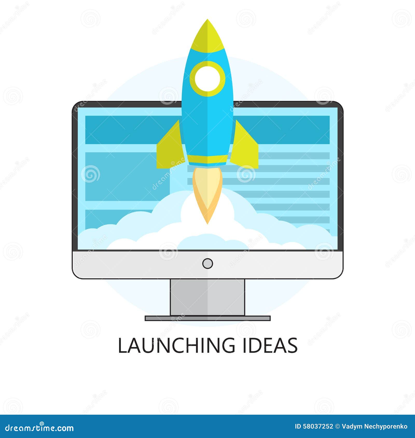 Launching New Ideas And Innovations. Launch Of A Rocket That Takes Off ...