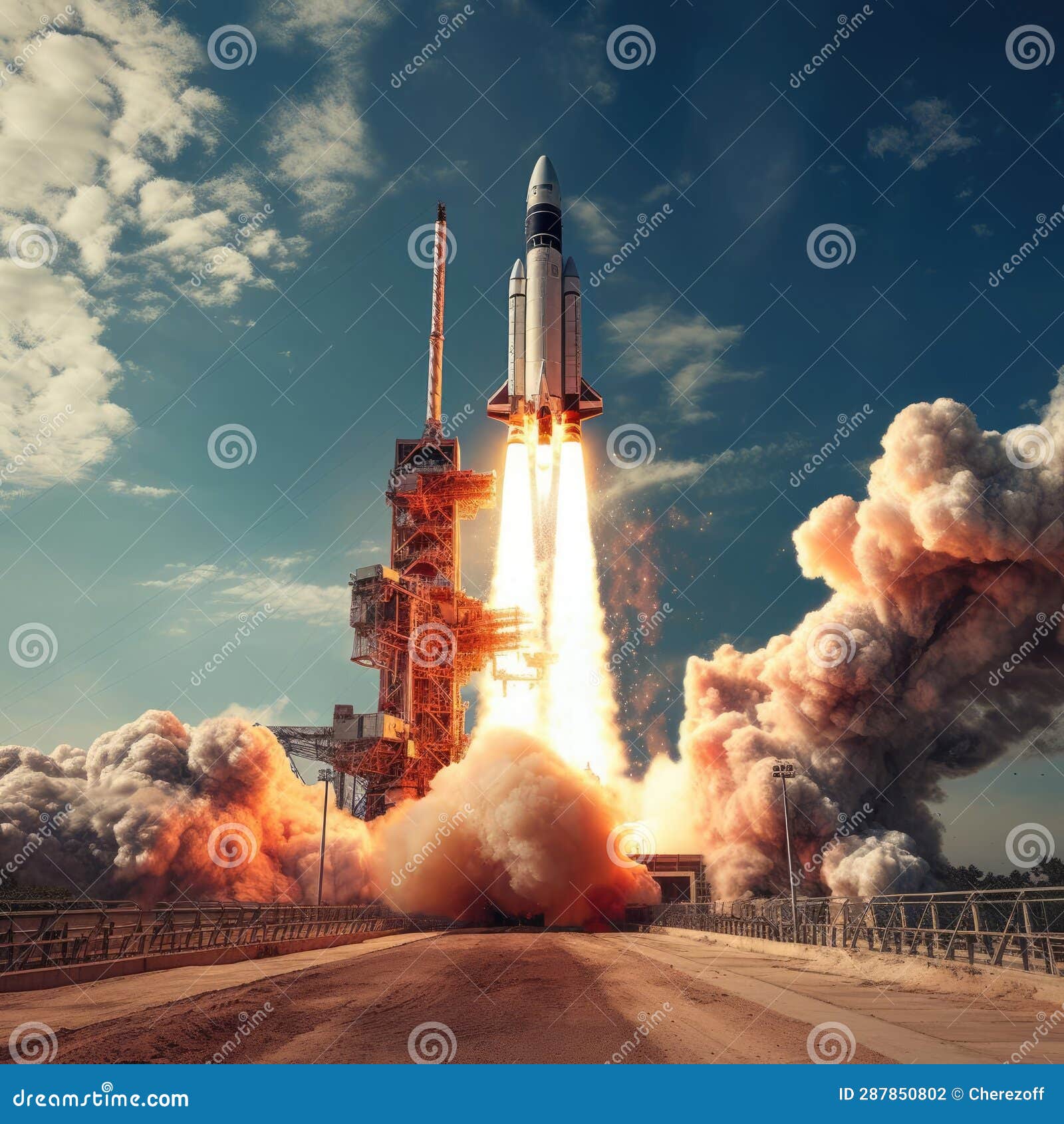 Launch of a Large Space Rocket Stock Photo - Image of design ...