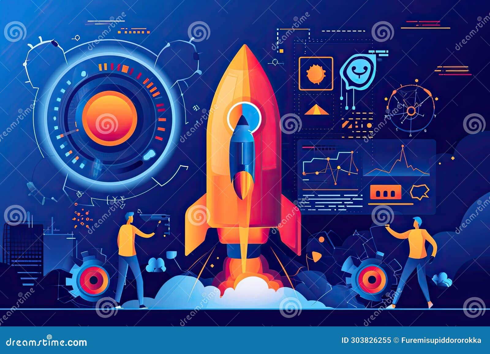 Launching New Product or Service. Technology Development Process Stock ...