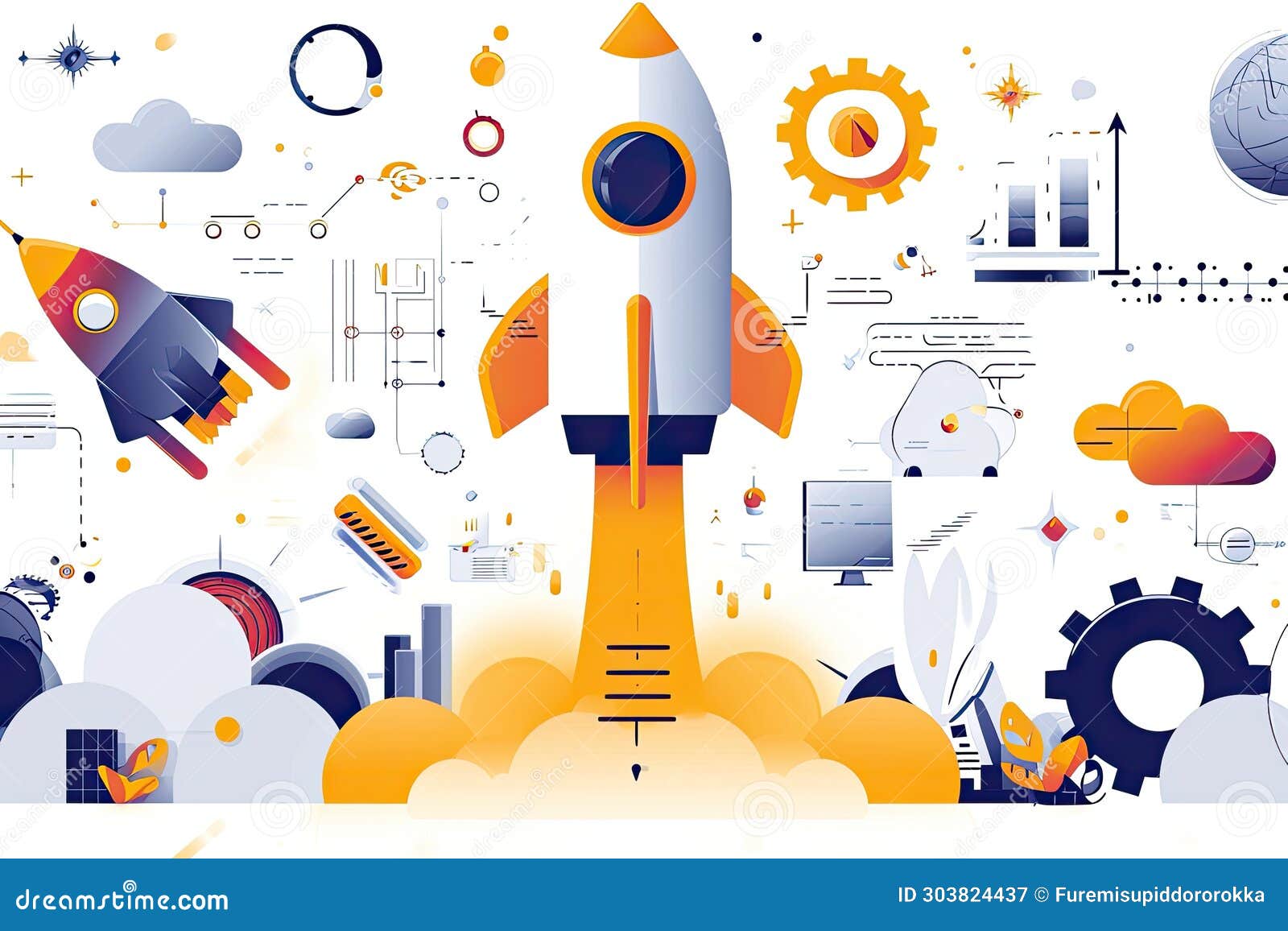 Launching New Product or Service. Technology Development Process Stock ...