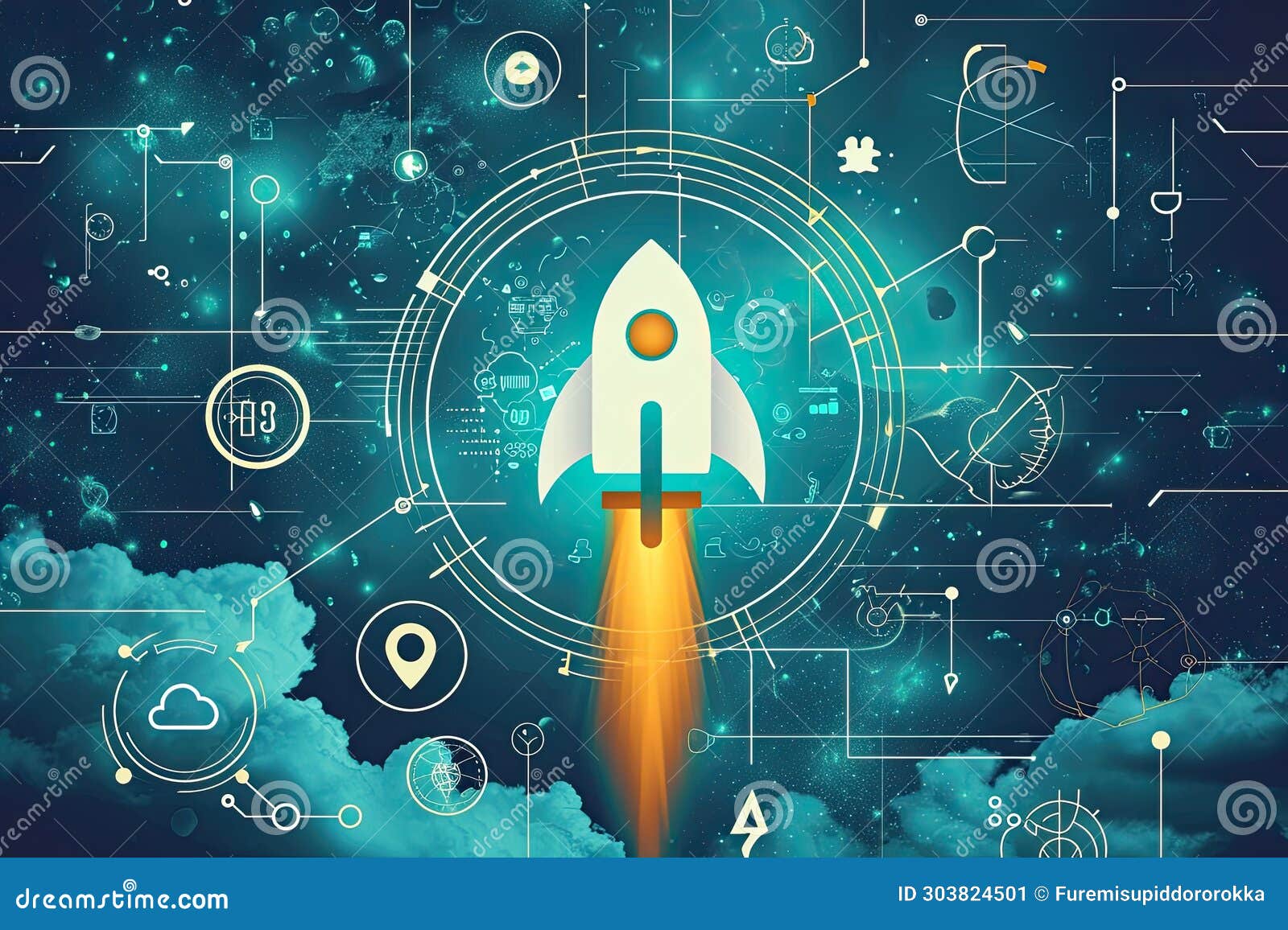 Launching New Product or Service. Technology Development Process Stock ...