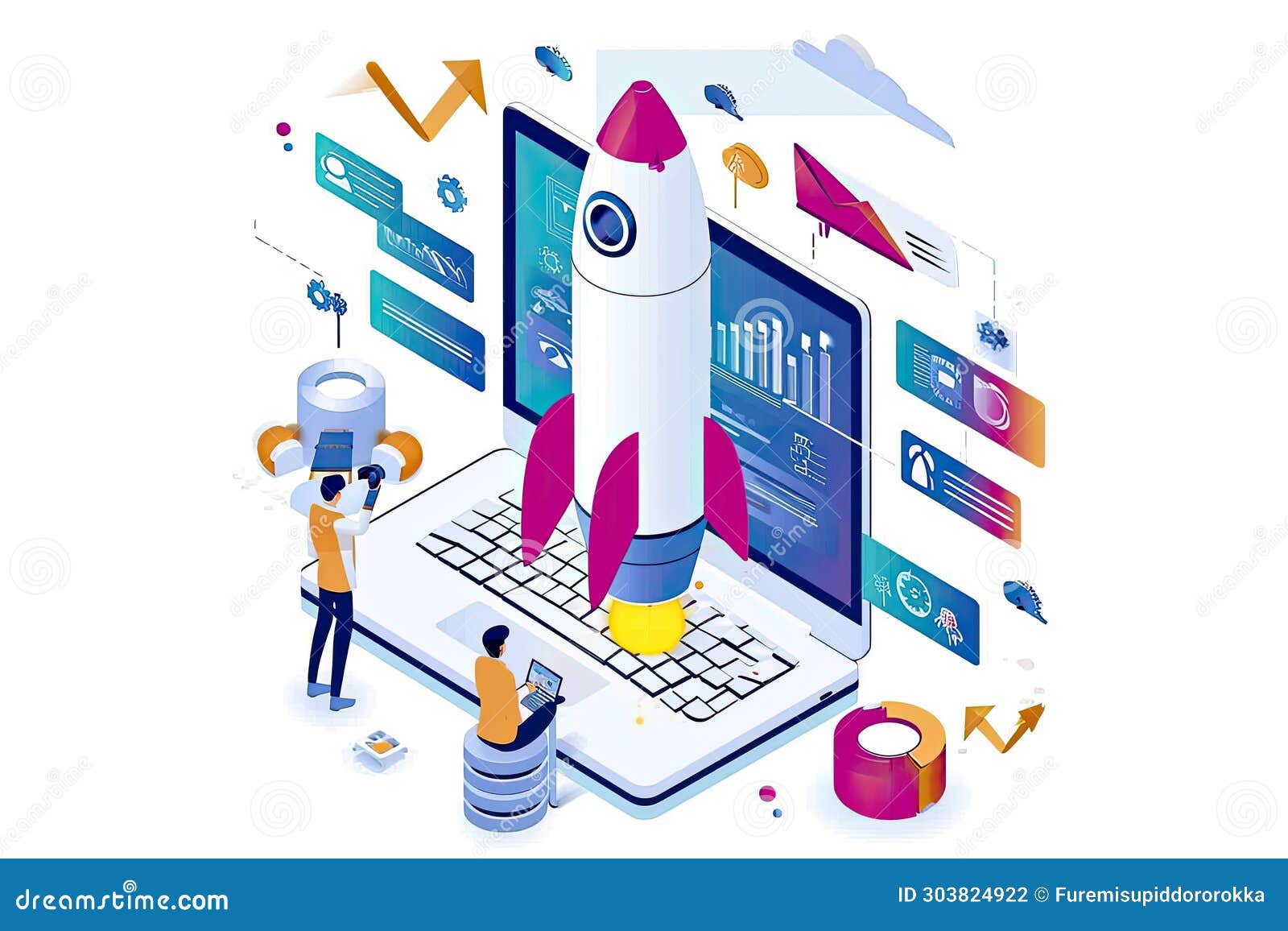 Launching New Product or Service. Technology Development Process Stock ...