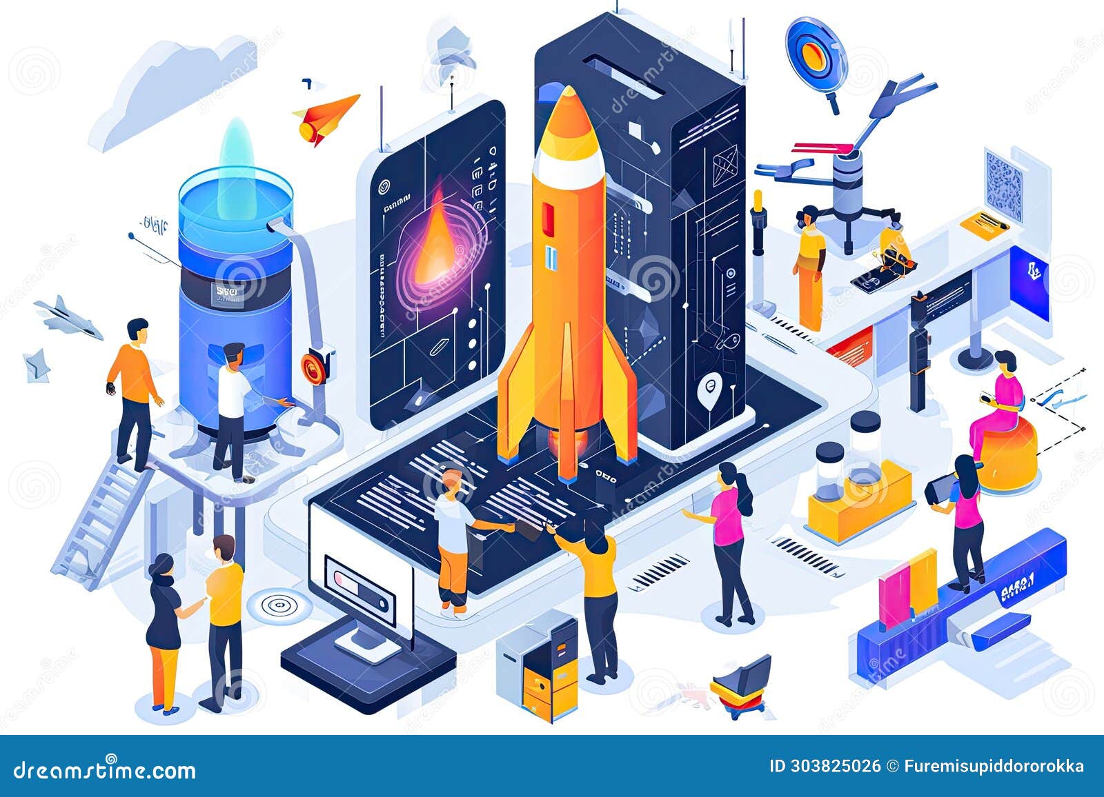 Launching New Product or Service. Technology Development Process Stock ...