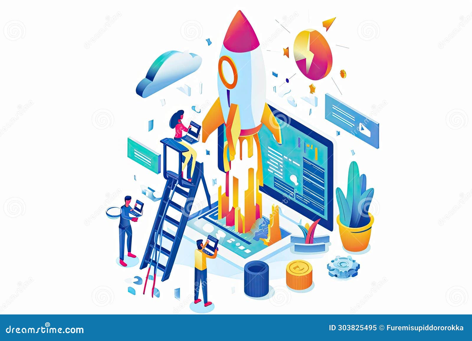 Launching New Product or Service. Technology Development Process Stock ...