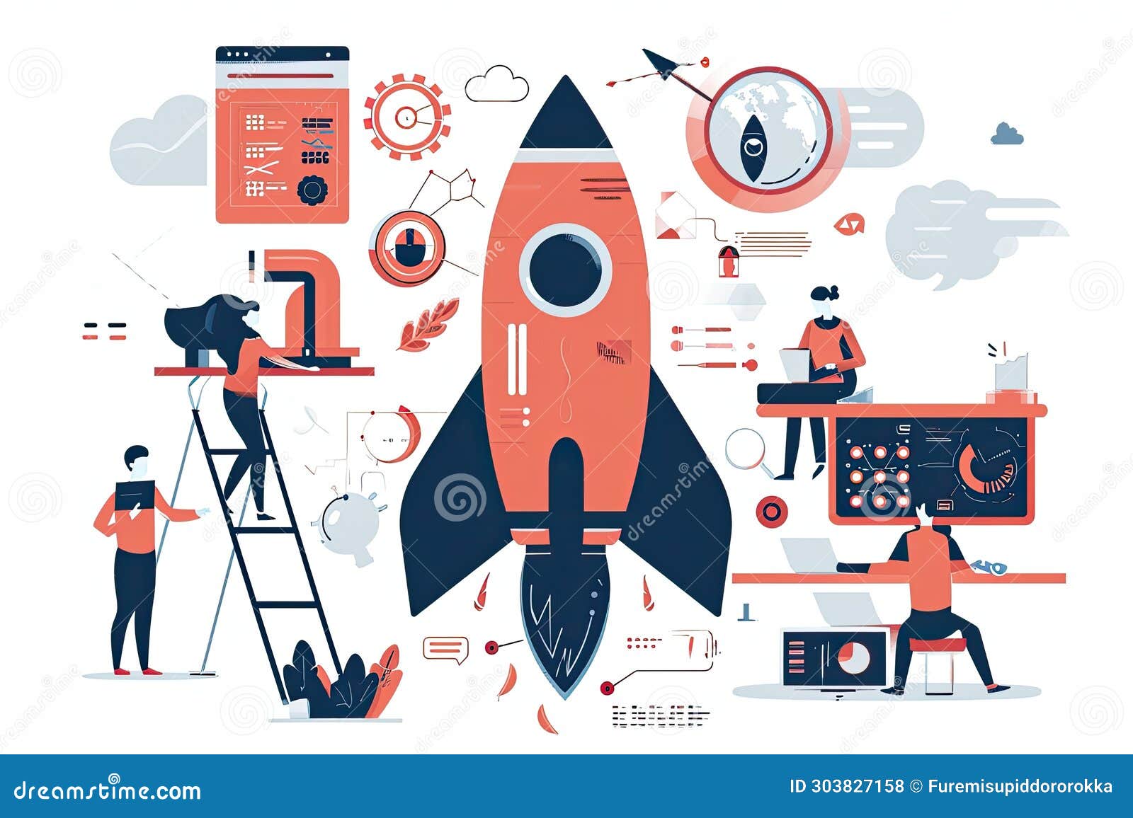 Launching New Product or Service. Technology Development Process Stock ...