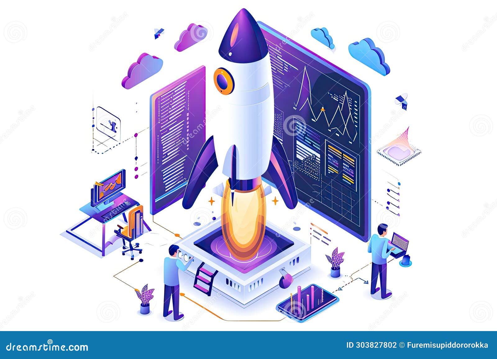 Launching New Product or Service. Technology Development Process Stock ...