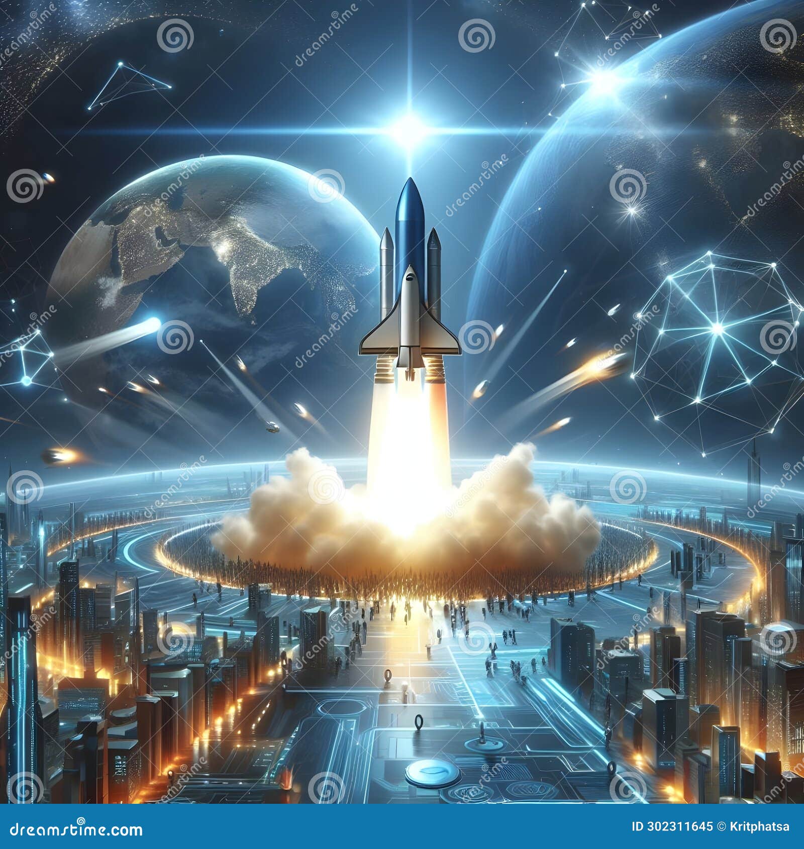 Technology Development Process. Space Rocket Launch Stock Image - Image ...