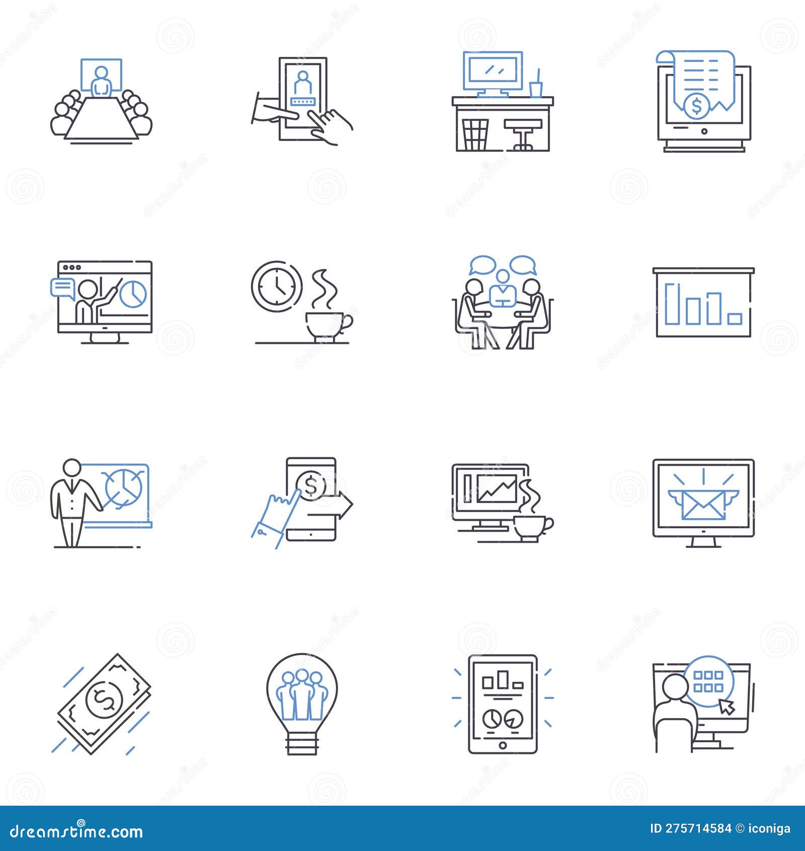 Launching Process Line Icons Collection. Strategy, Execution, Planning ...