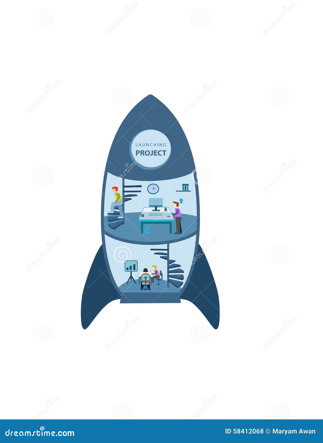 LAUNCHING PROJECT stock vector. Illustration of stylish - 58412068