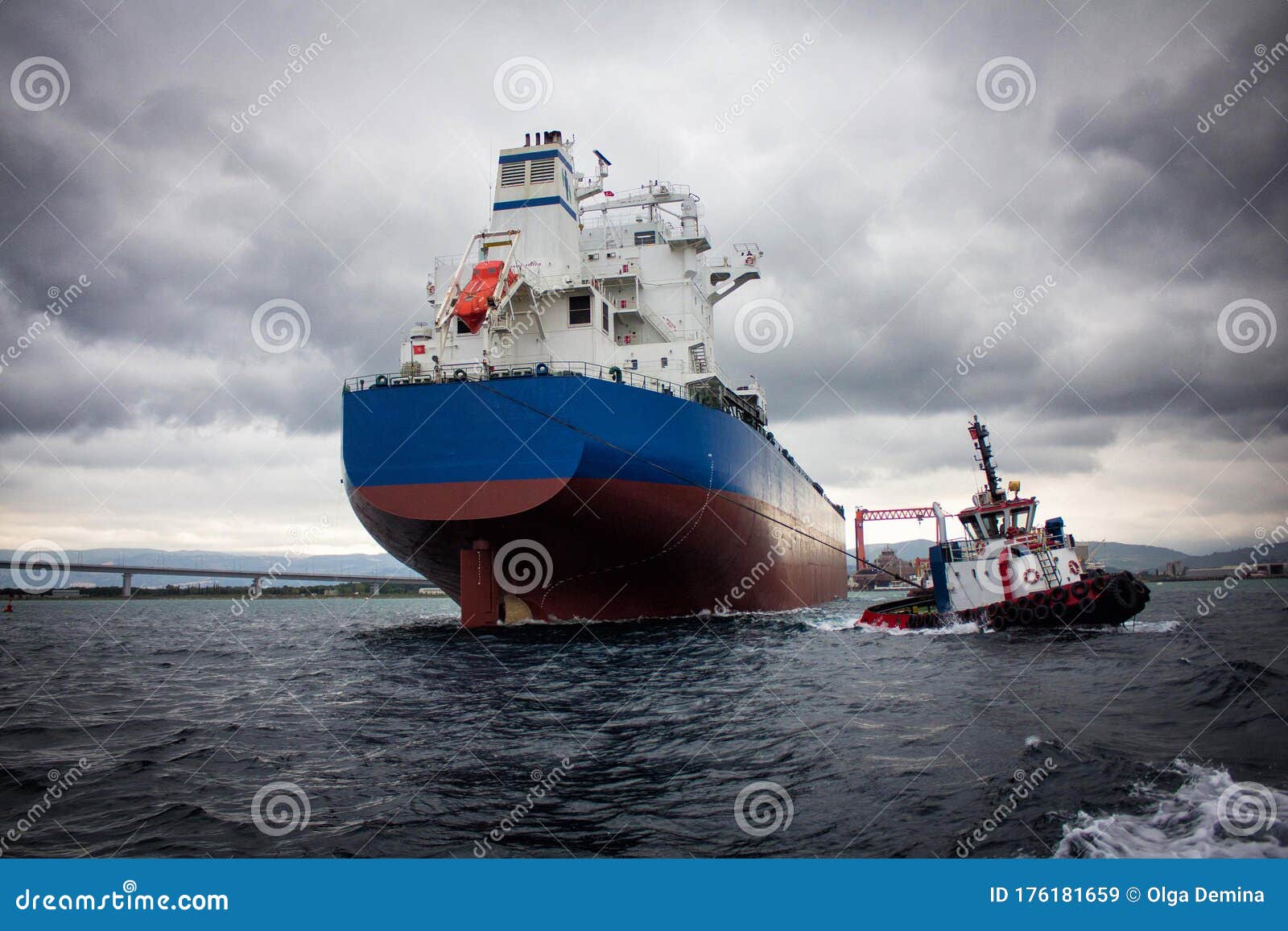Launching of Renovated Tanker Cargo Ship from Dock To Water Stock Image ...