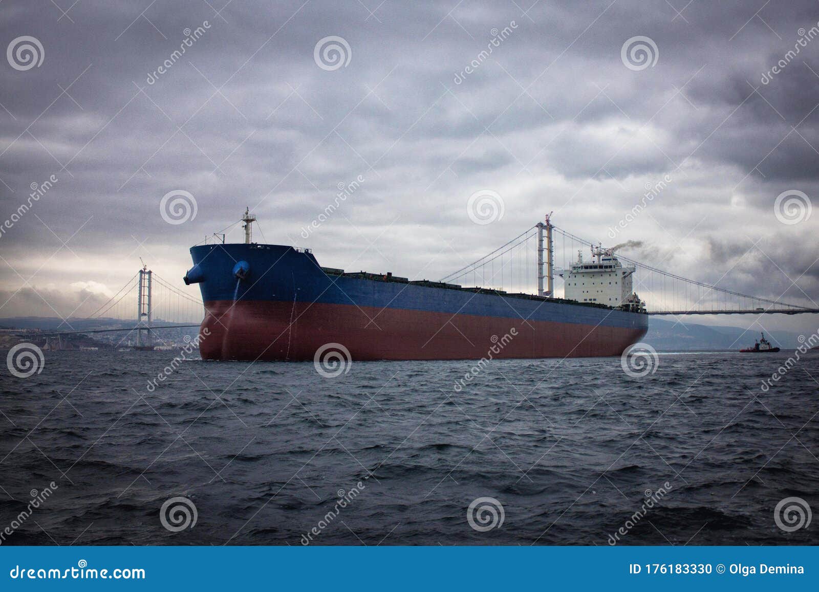 Launching of Renovated Tanker Cargo Ship from Dock To Water Stock Photo ...