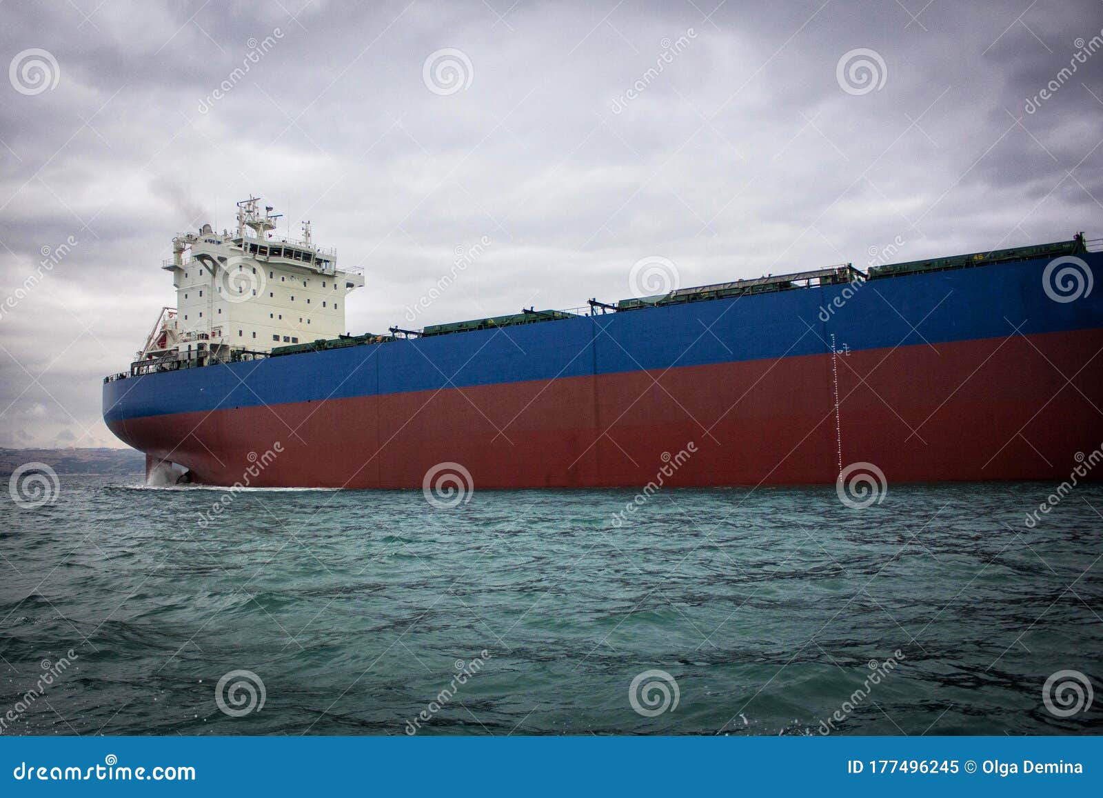 Launching of Renovated Tanker Cargo Ship from Dock To Water. Stock ...
