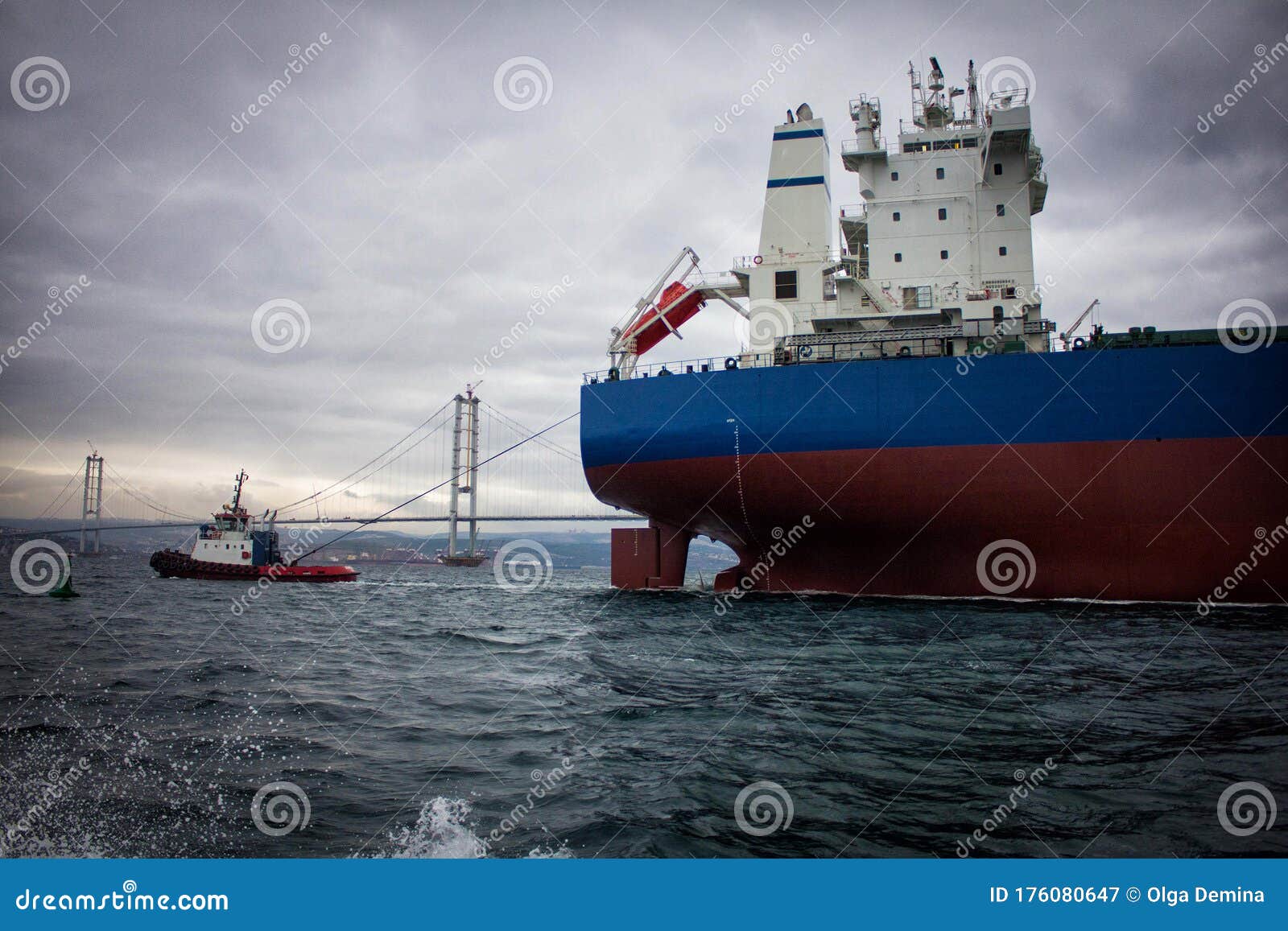 Launching of Renovated Tanker Kargo Ship from Dock To Water Stock Image ...