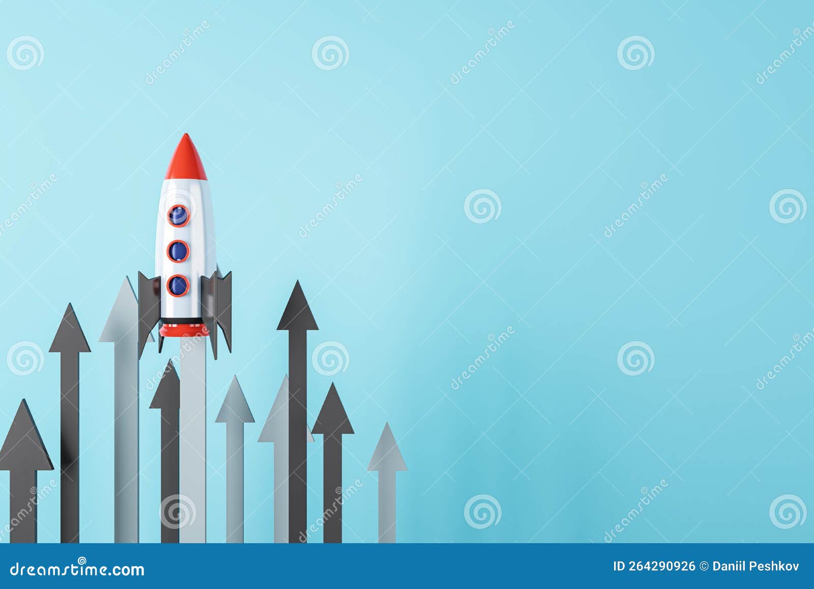 Launching Rocket with Arrows on Background with Mock Up Place. Start Up ...